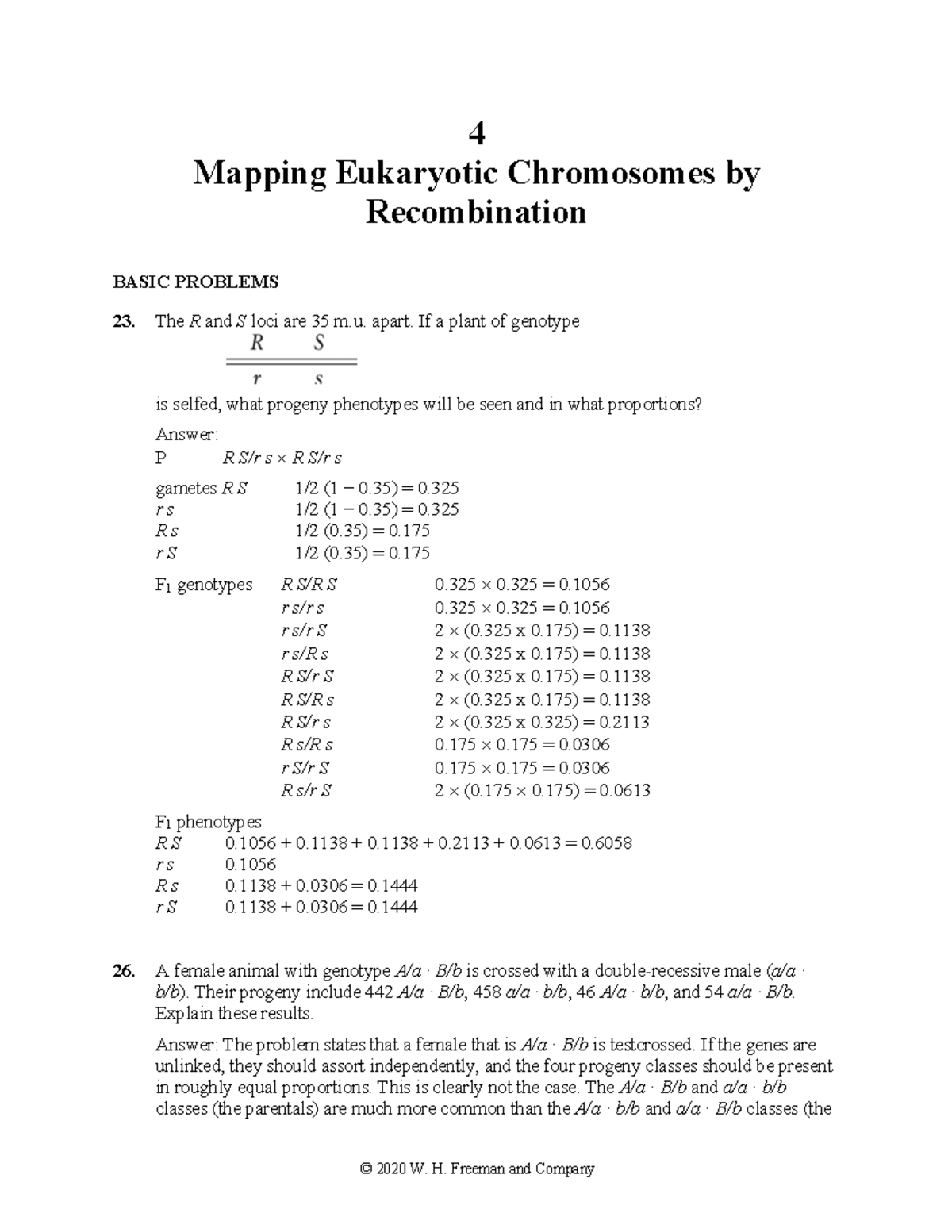 Assigned problems and solutions (Ch 4) - 4 Mapping Eukaryotic ...