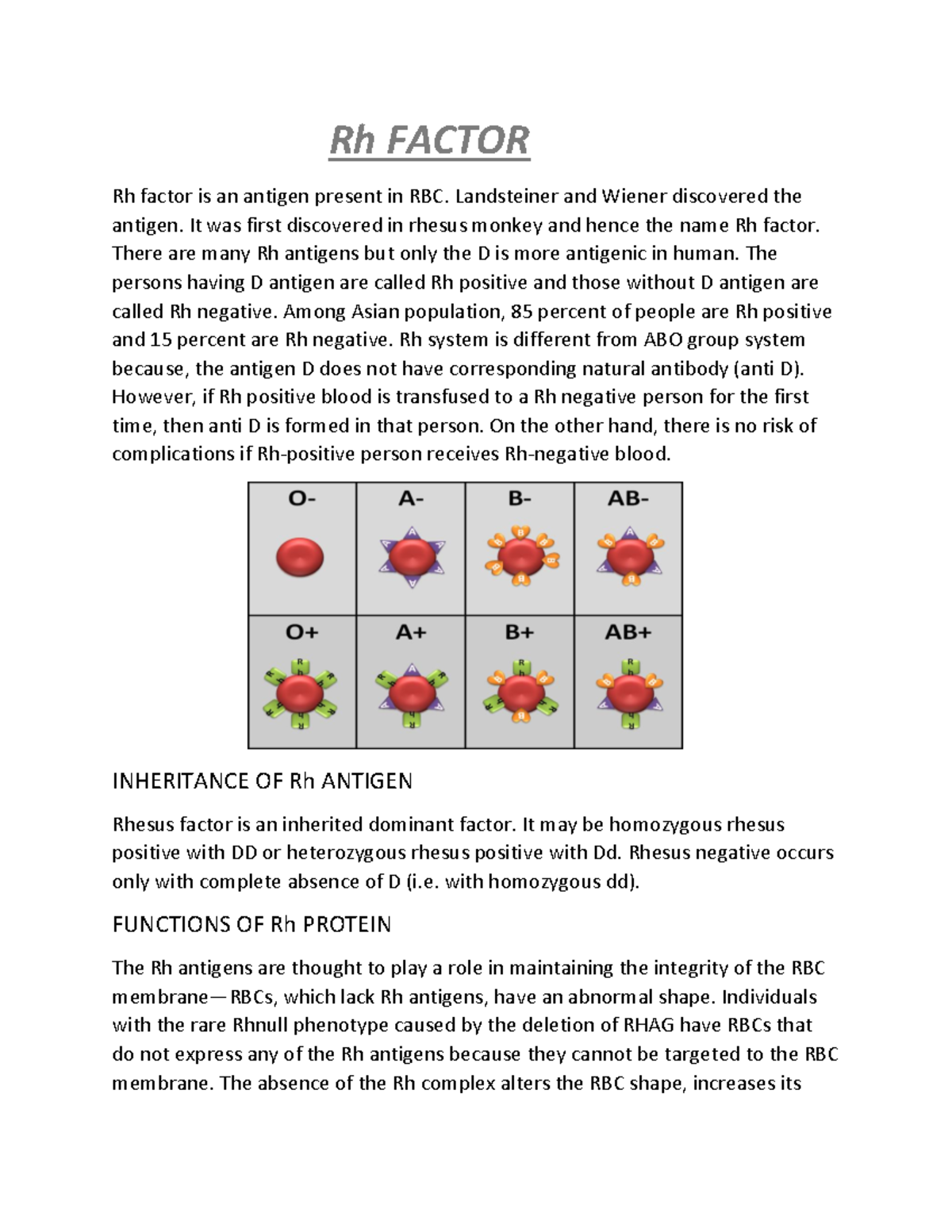 Rh Factor - Rh FACTOR Rh factor is an antigen present in RBC ...
