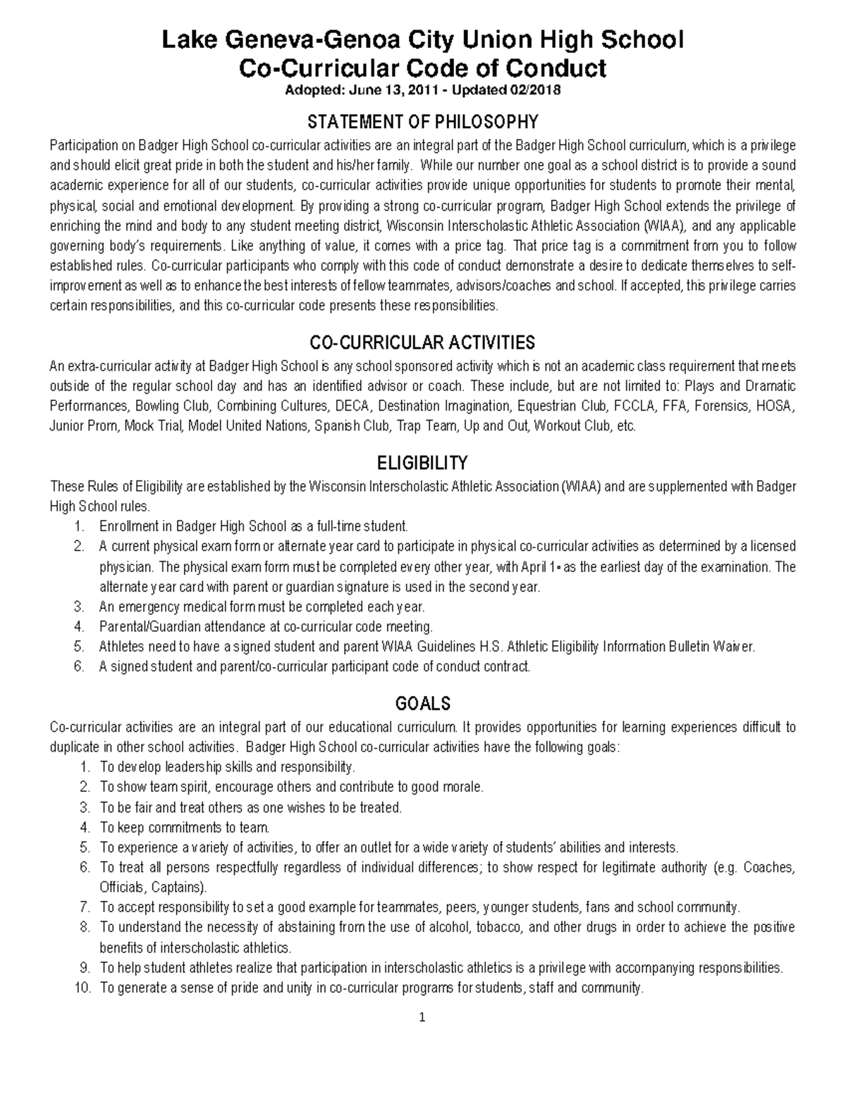 CODE OF Conduct 2018 - Information Technology - Lake Geneva-Genoa City ...