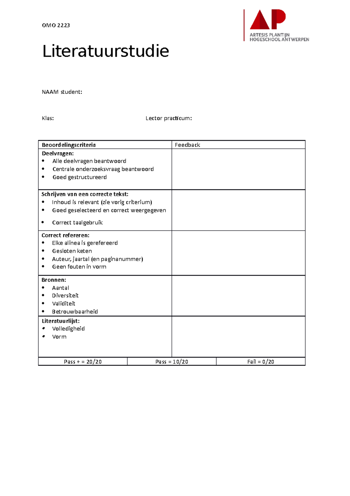 OMO 2223 1 Literatuurstudie - Sjabloon - OMO 2223 Literatuurstudie NAAM ...