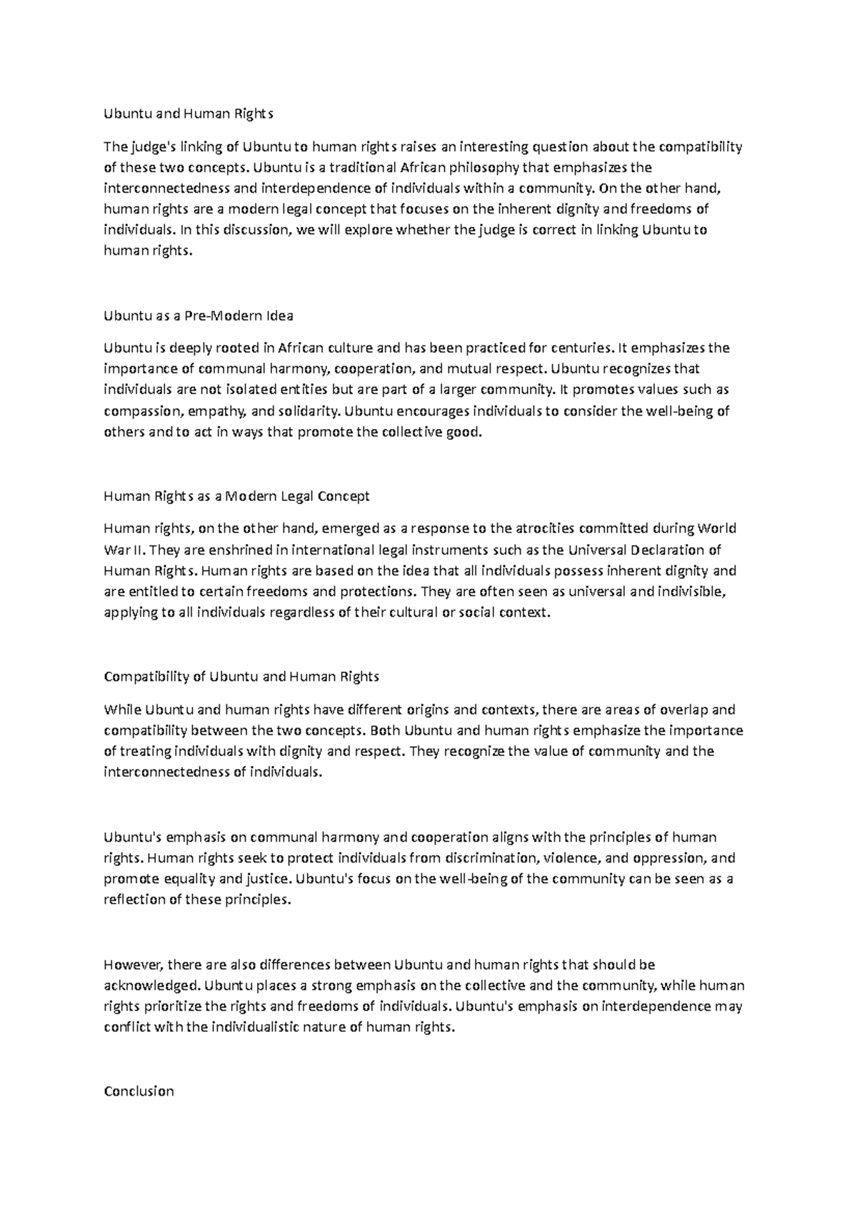 Ubuntu AND Human Rights - Ubuntu and Human Rights The judge's linking ...