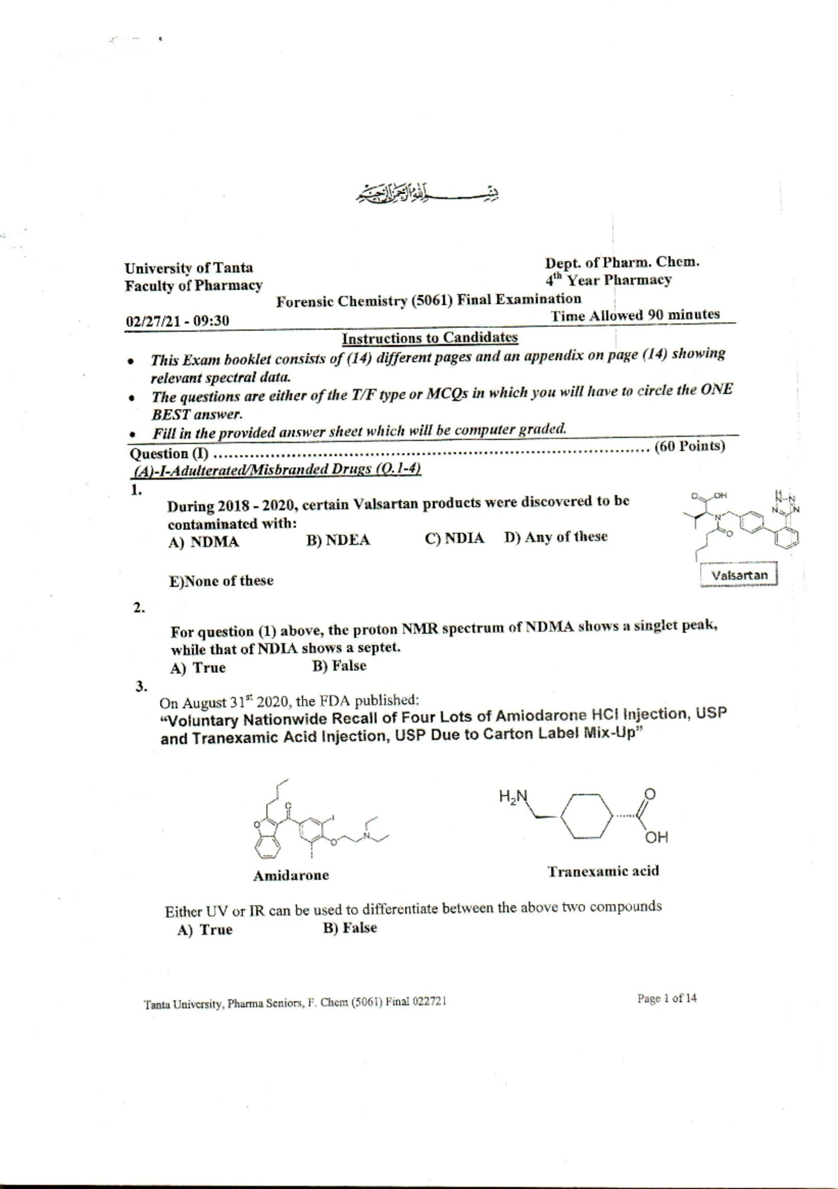 Forensic chemistry final exam 2021 - Studocu