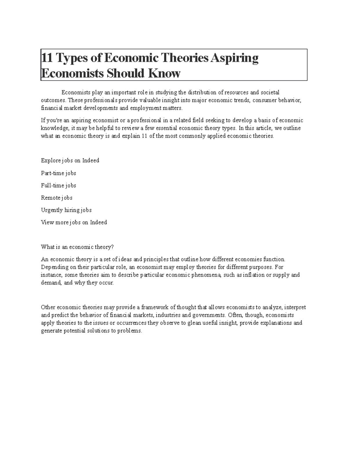 11 Types of Economic Theories Aspiring Economists Should Know - These ...