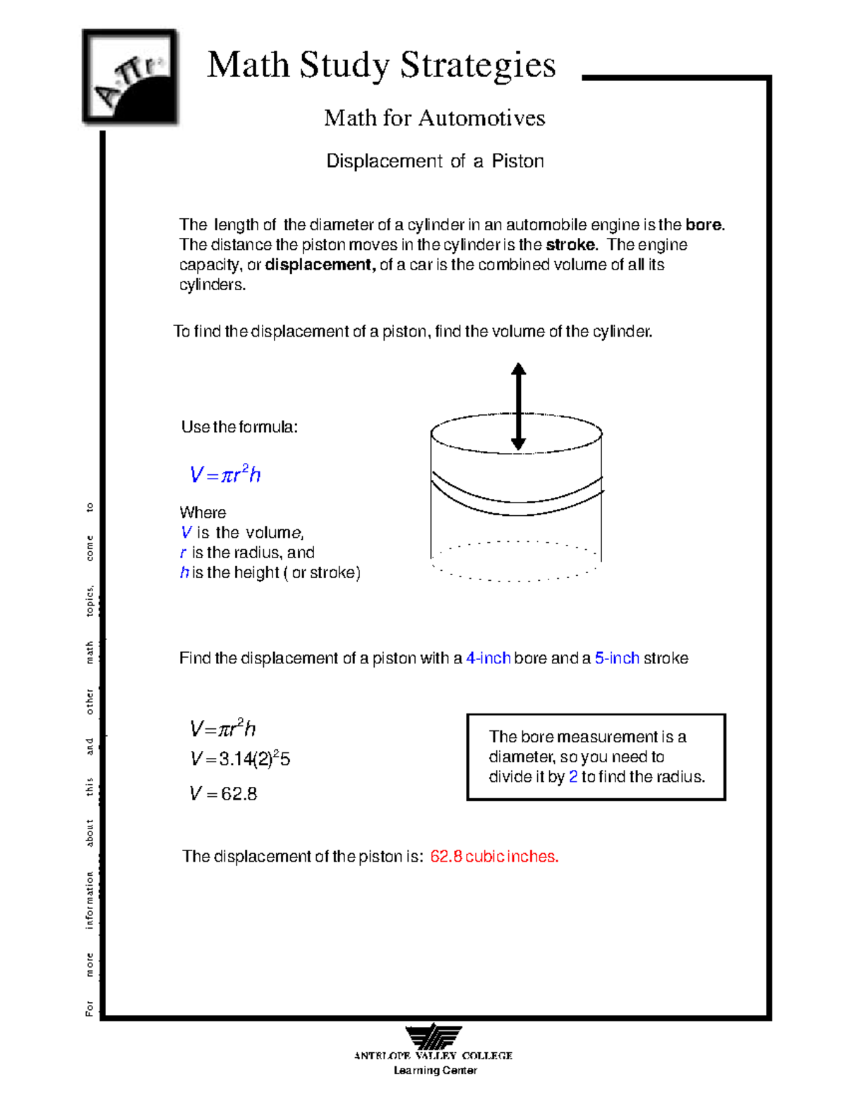 Piston displacement - For more information about this and other math ...