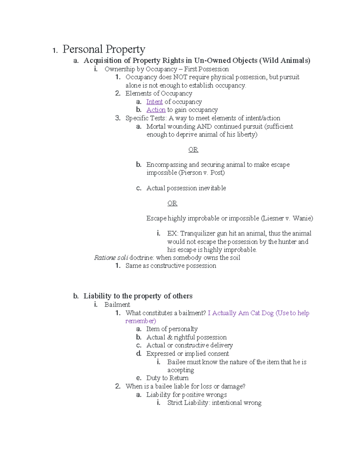 Property 1 Ouline - 1. Personal Property a. Acquisition of Property ...