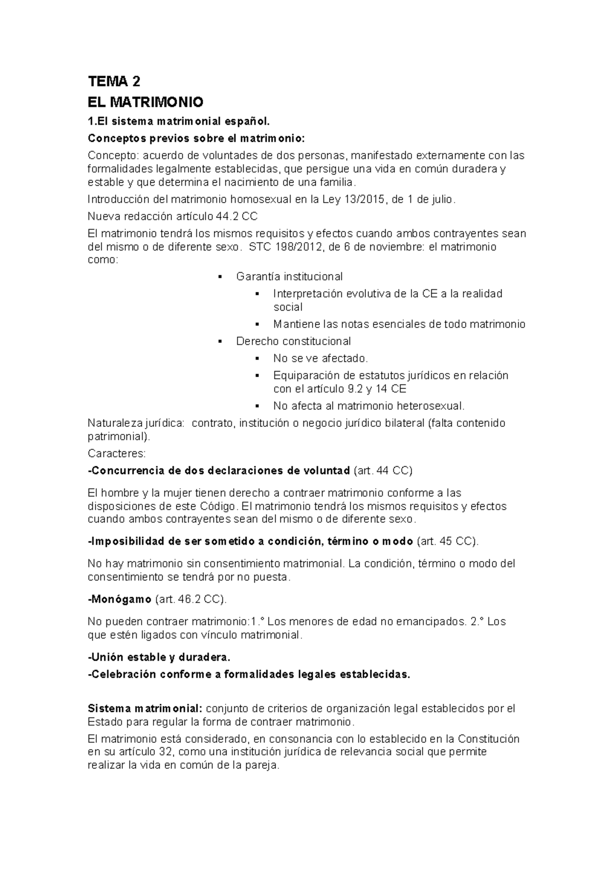 TEMA 2 Civil 6 - TEMA 2 EL MATRIMONIO 1 sistema matrimonial español ...