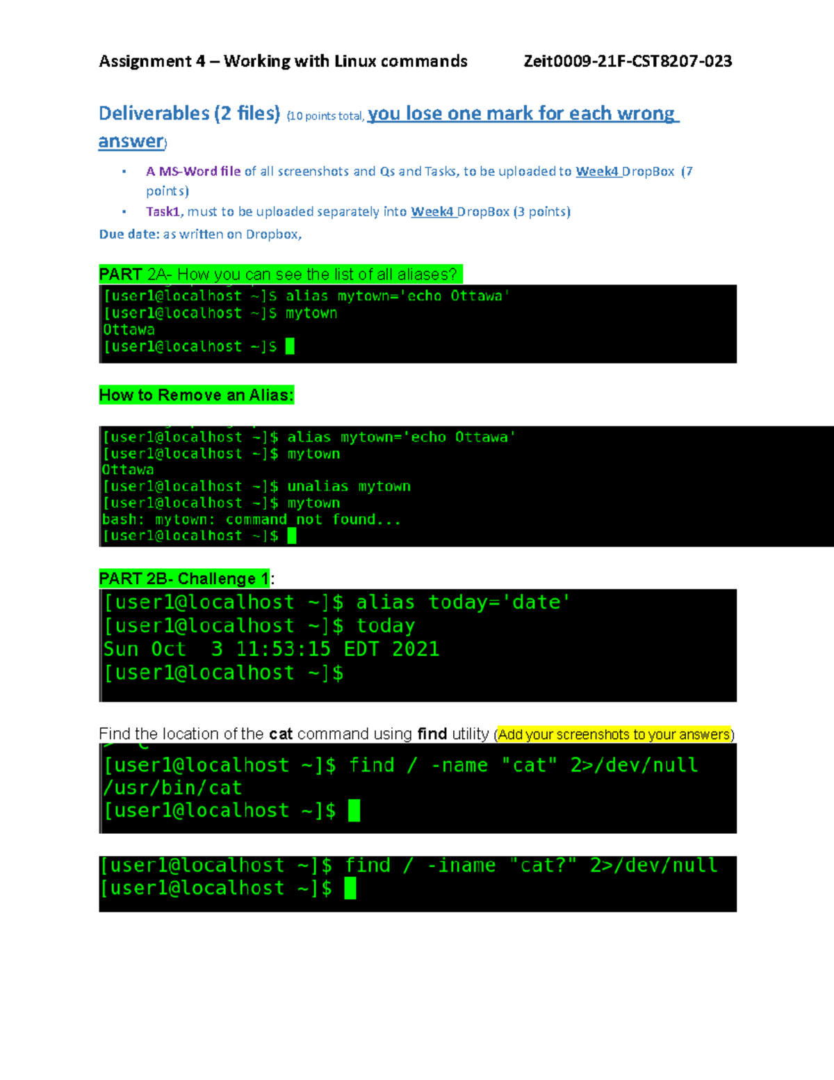 Zeit0009-21F-CST8207-023 week 4 assignment - MAT8100L - Algonquin College - Studocu