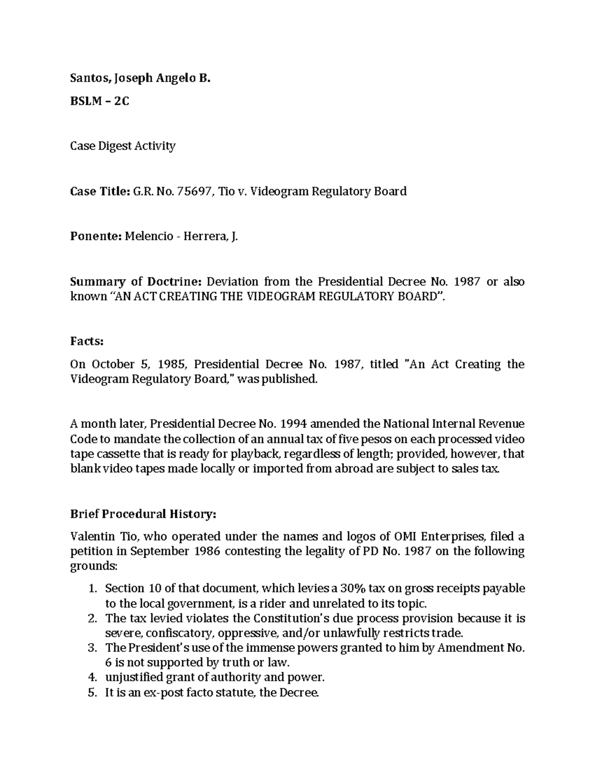 Case Digest Sample - Santos, Joseph Angelo B. BSLM – 2C Case Digest ...