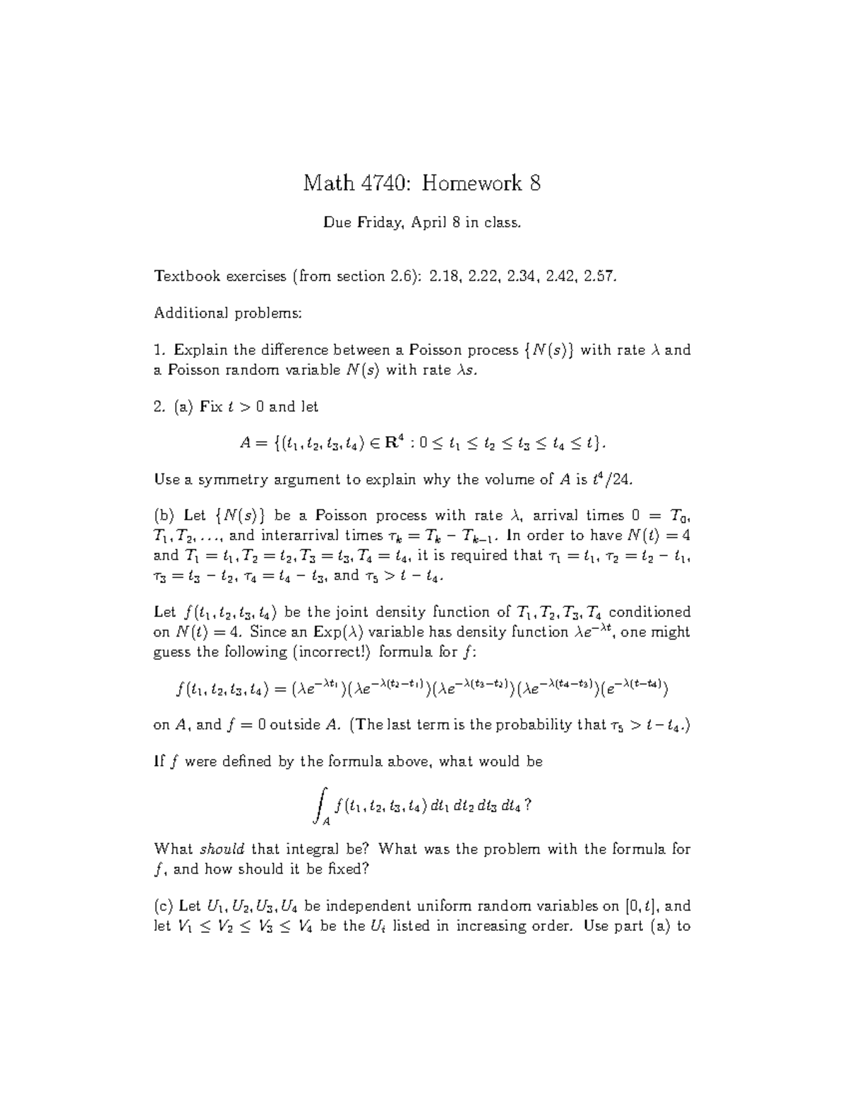 Hw8-3 - Homework assignment from Math 4740 taught by Professor Daniel ...