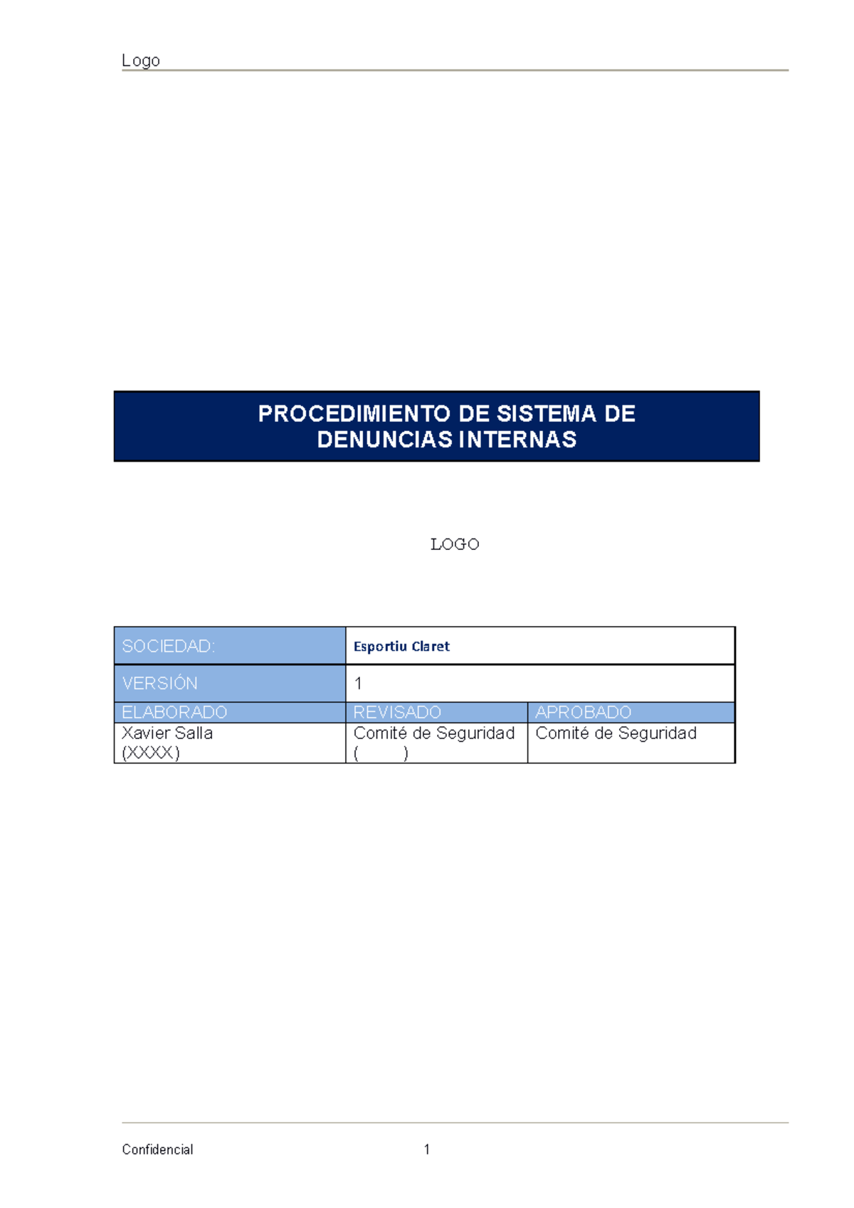 Ejemplo Procedimiento de sistemas de denuncias internas - PROCEDIMIENTO ...