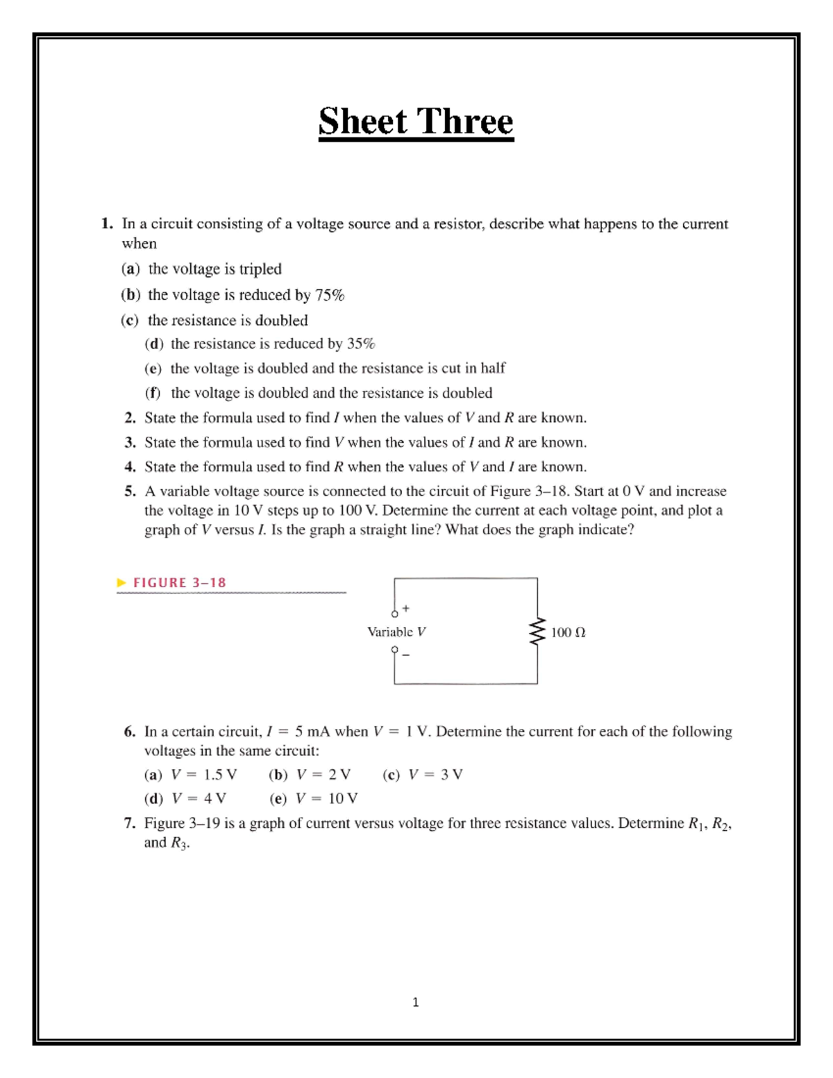 Sheet 3 - Tutorial work - Sheet Three 1. In a circuit consisting of a ...