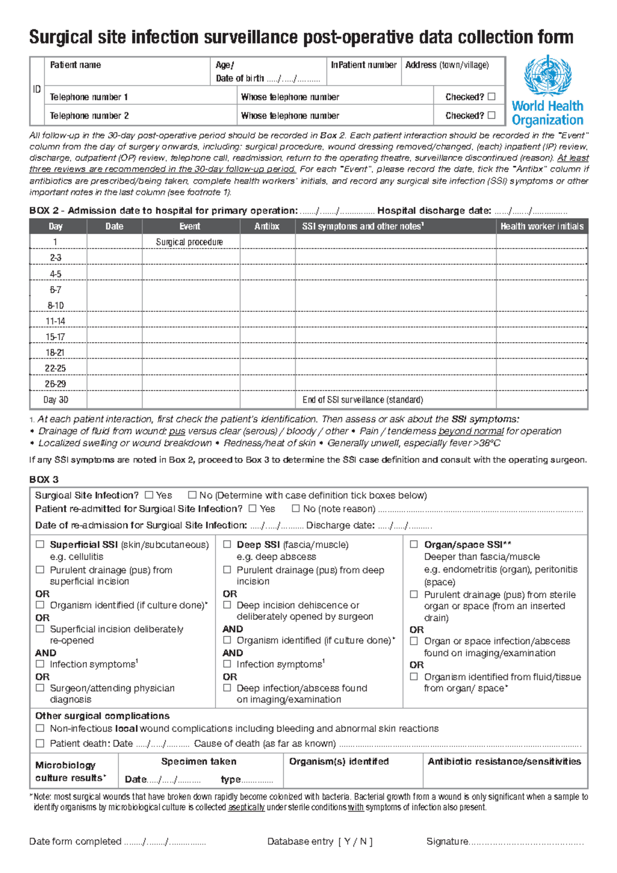 Ssi-post-op-form - ghghbvfc bgv n gvhgfhthrsgnf - At each patient ...