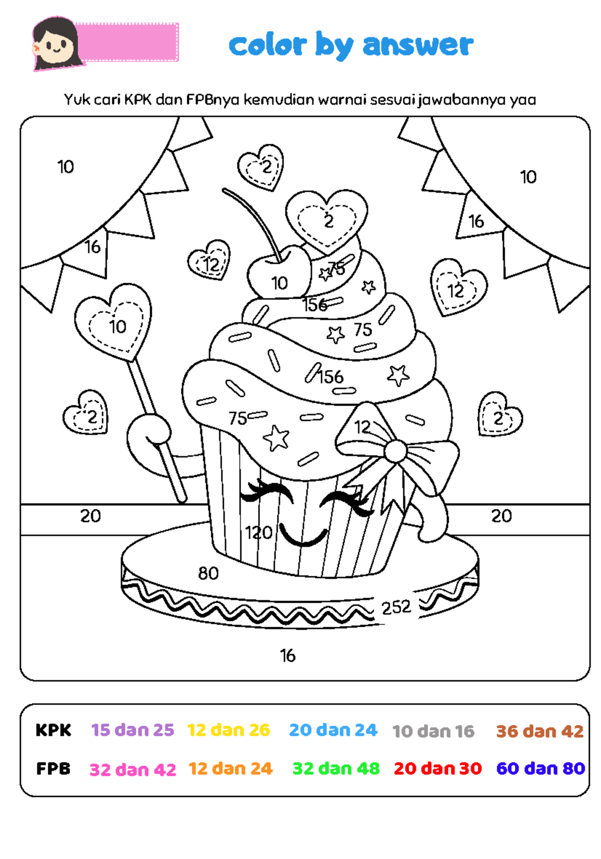 Color by answer KPK dan FPB - color by answer Yuk cari KPK dan FPBnya ...