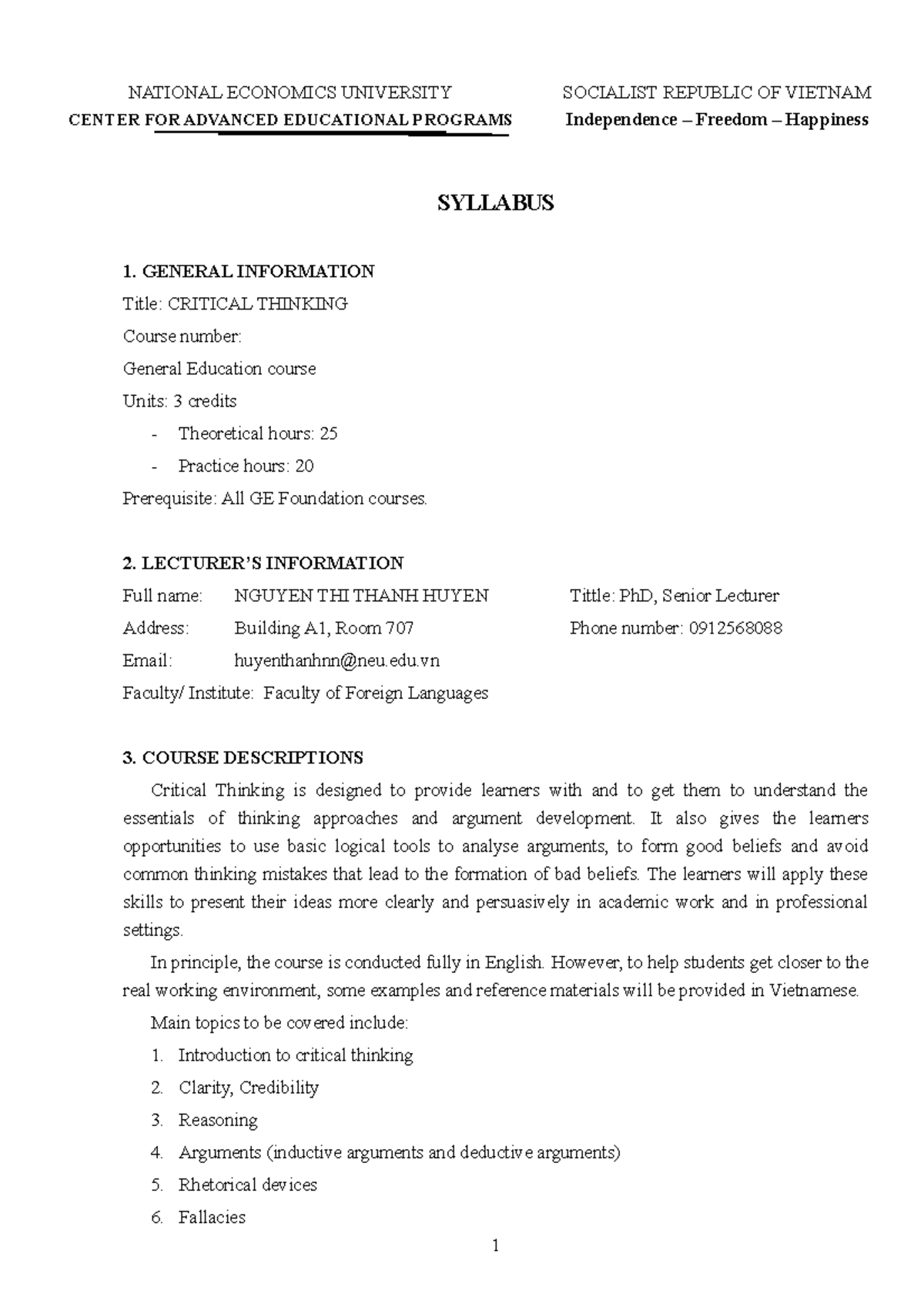 2019 Syllabus 12 tuần - aaaaaaaaaaaaaaaa - NATIONAL ECONOMICS ...