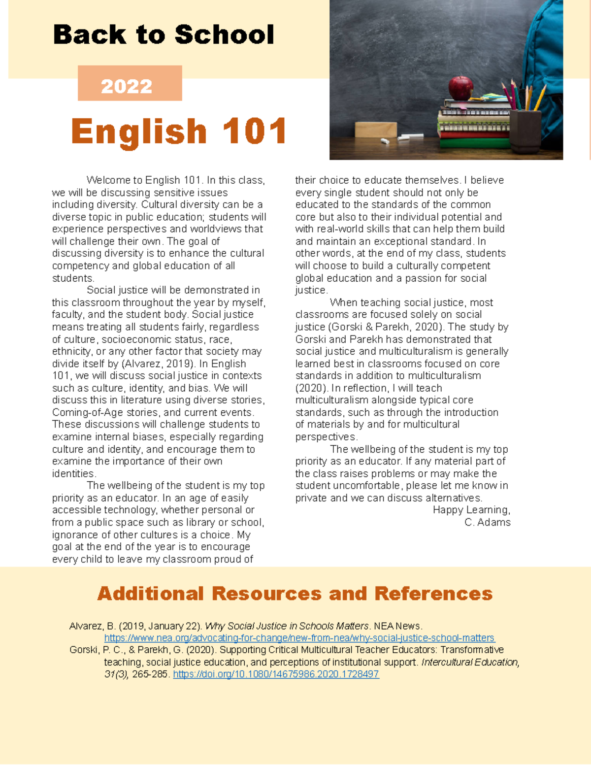 Socialjusticeineducation - English 101 Welcome to English 101. In this ...