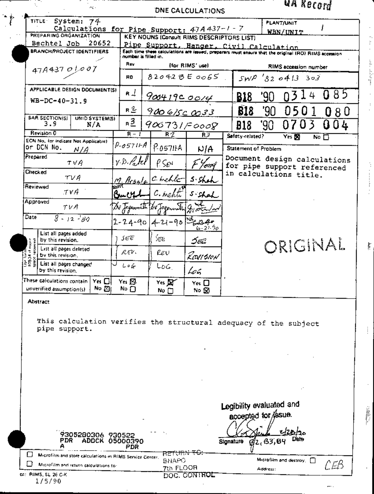 Pipe support calculation - DNE CALCULATIONS TITLE- System: 7 ...