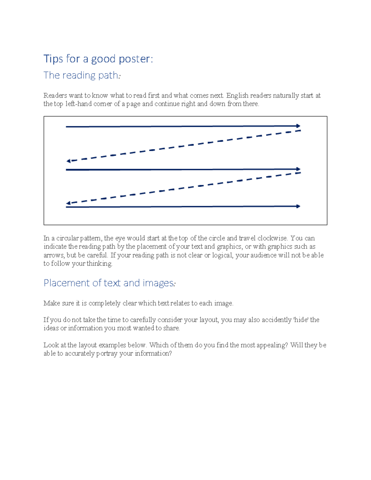 Tips for Poster Presentation - Tips for a good poster: The reading path ...