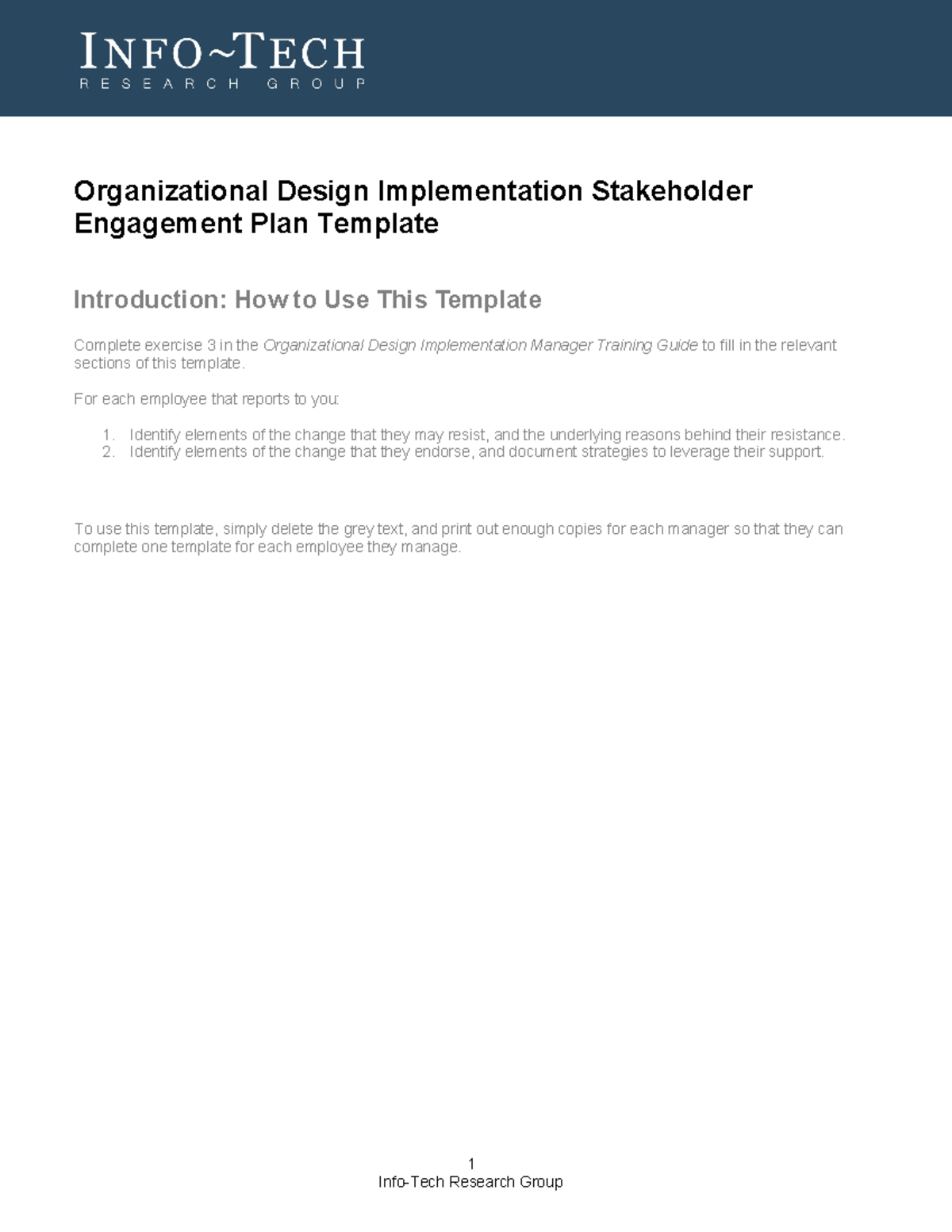 Organizational Design Implementation Stakeholder Engagement Plan ...