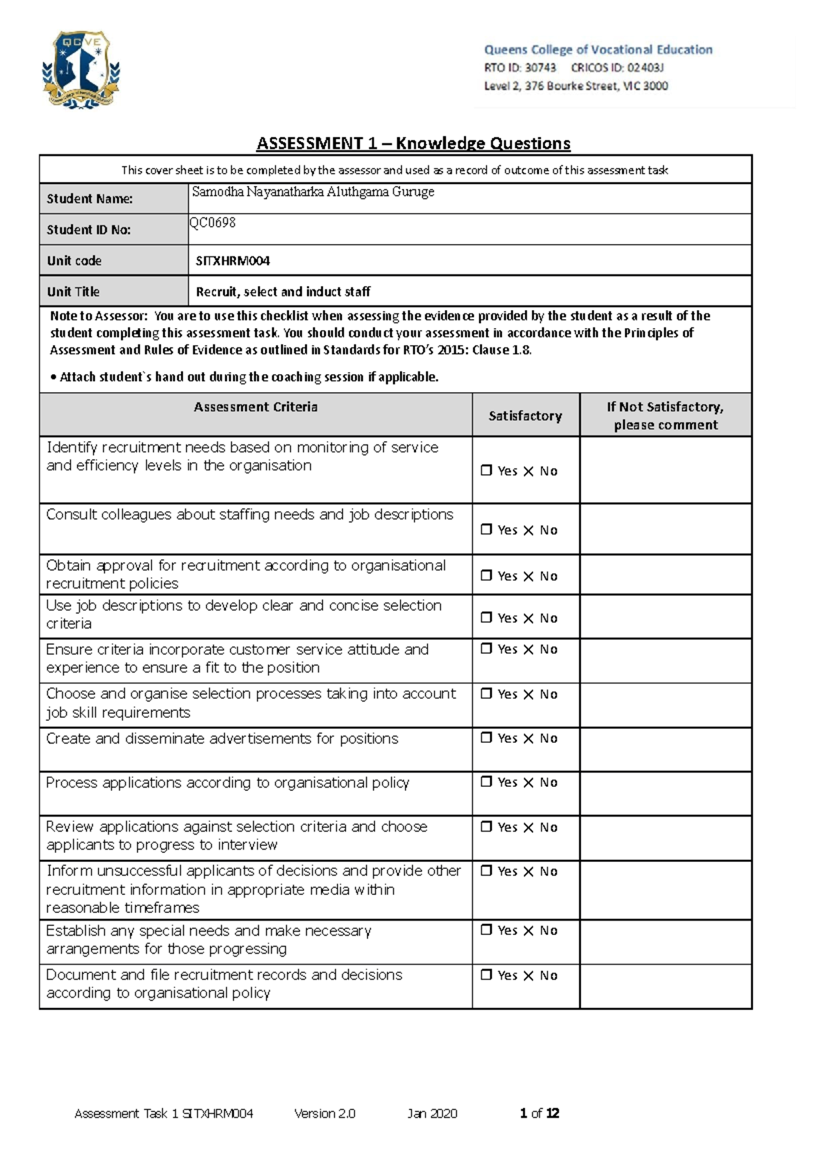 Assessment Task 1 Sitxhrm 004-converted - ASSESSMENT 1 – Knowledge ...