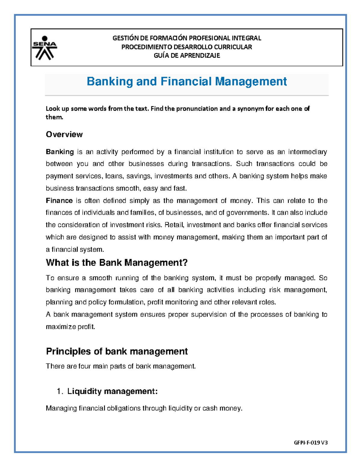 Guia 26 Banking and Financial Management - GESTIÓN DE FORMACIÓN ...
