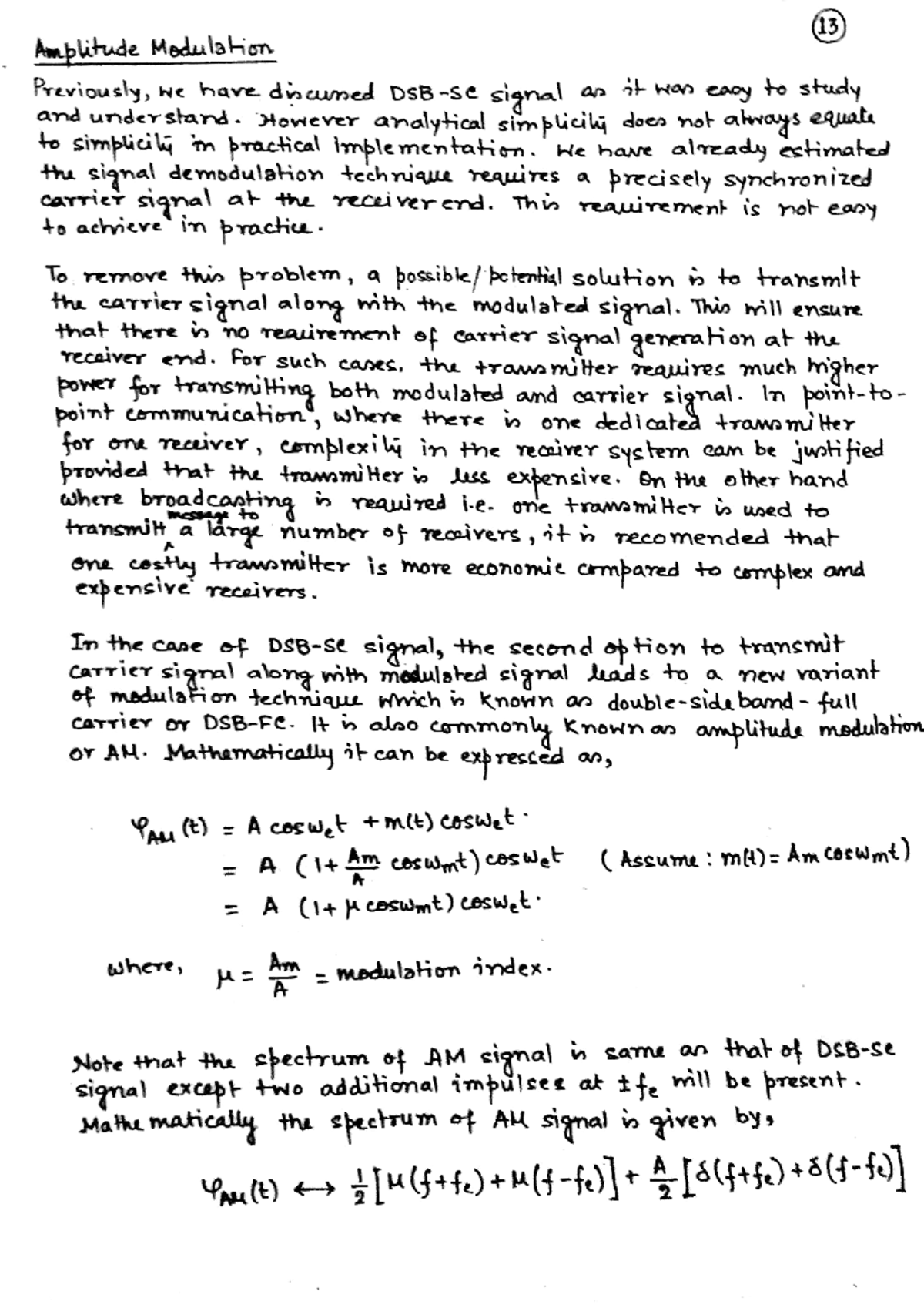 AM Principle Of Digital Communication Notes - Studocu