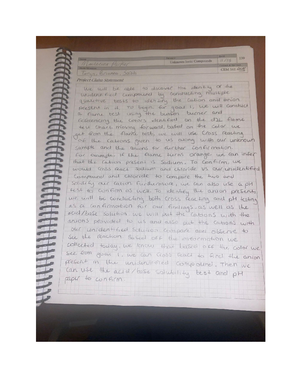 Chem 161 - Chem 161 lab assignment - Creating an identical sample based ...