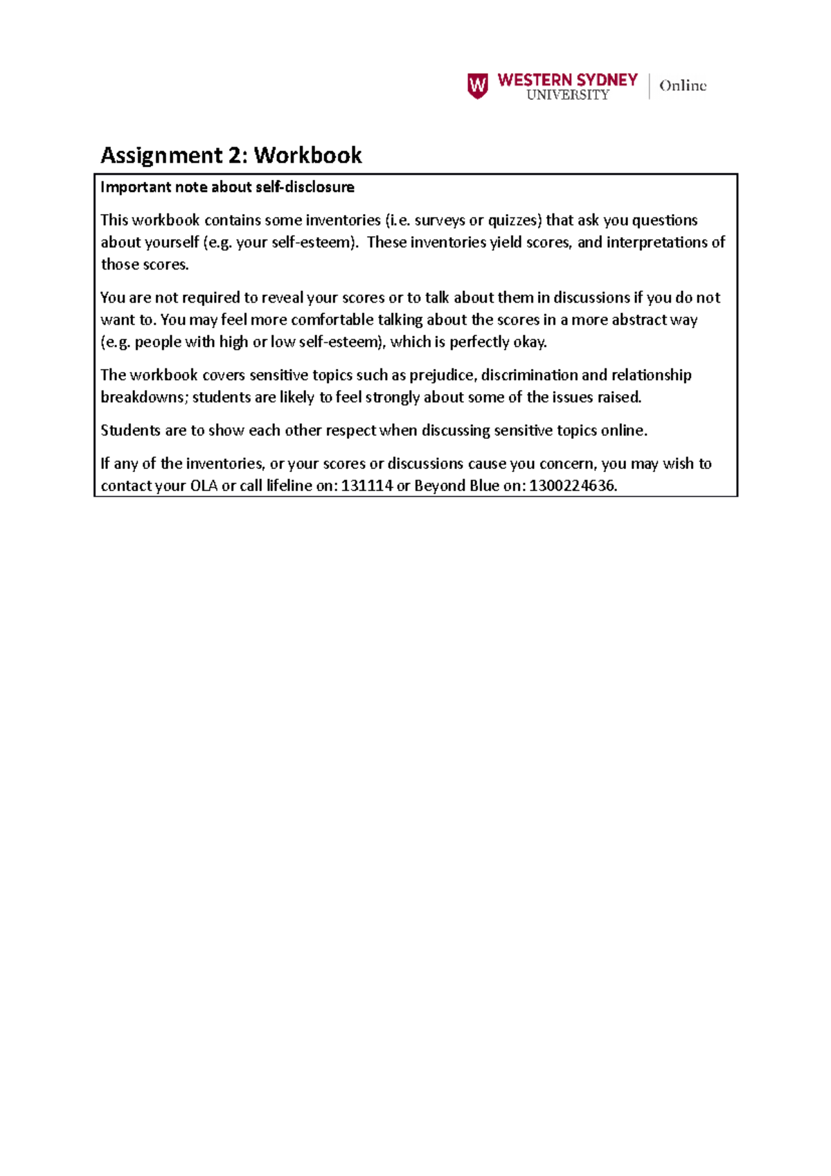 Assignment-2-workbook - Assignment 2: Workbook Important note about ...