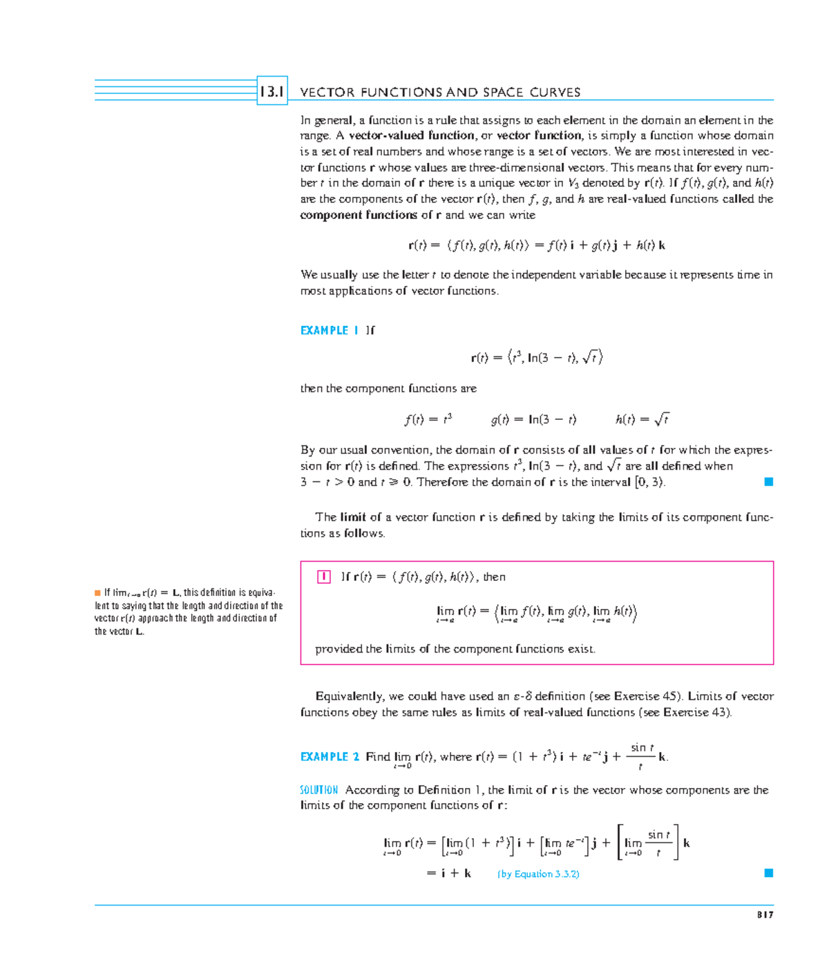 Math ch 13-1 - math work - VECTOR FUNCTIONS AND SPACE CURVES In general, a function is a rule ...