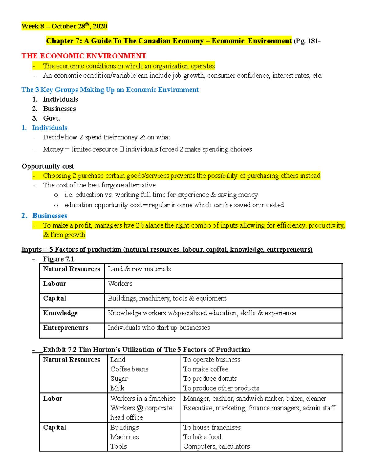 Chapter 7 A Guide To The Canadian Economy – Economic Environment - Week ...
