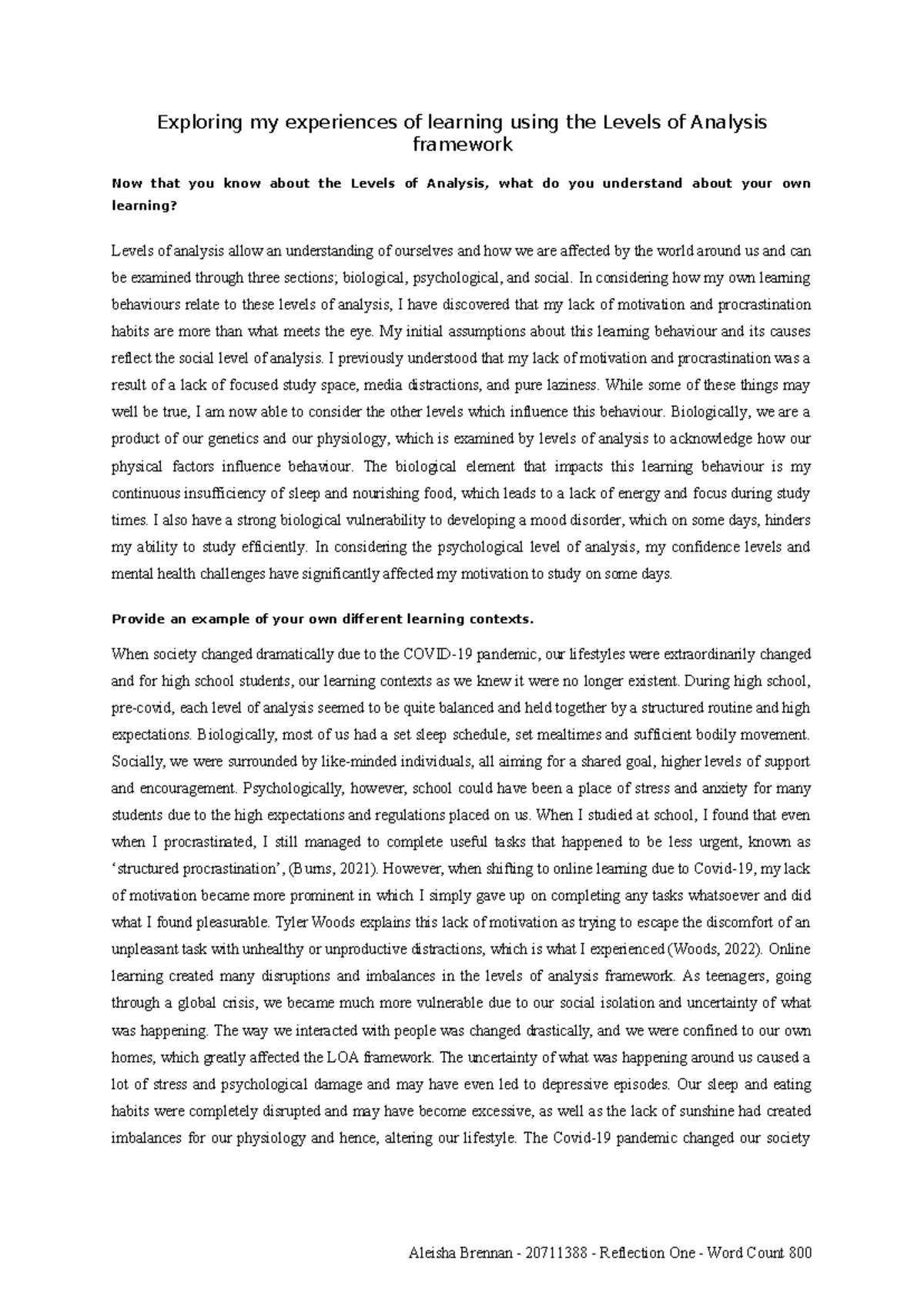Learning Journal One - Exploring my experiences of learning using the ...