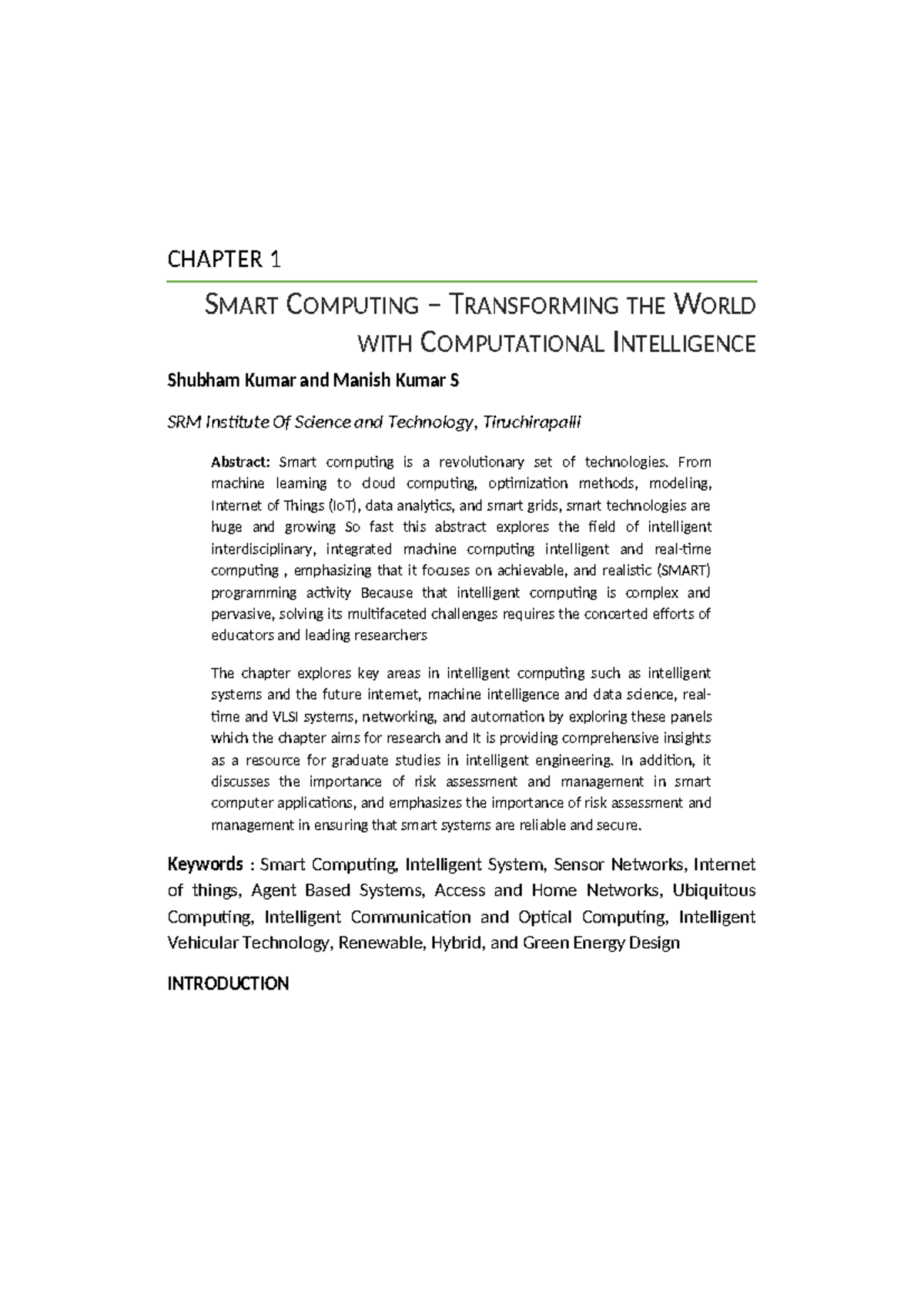 Chapter 1 - CHAPTER 1 SMART COMPUTING – TRANSFORMING THE WORLD WITH ...