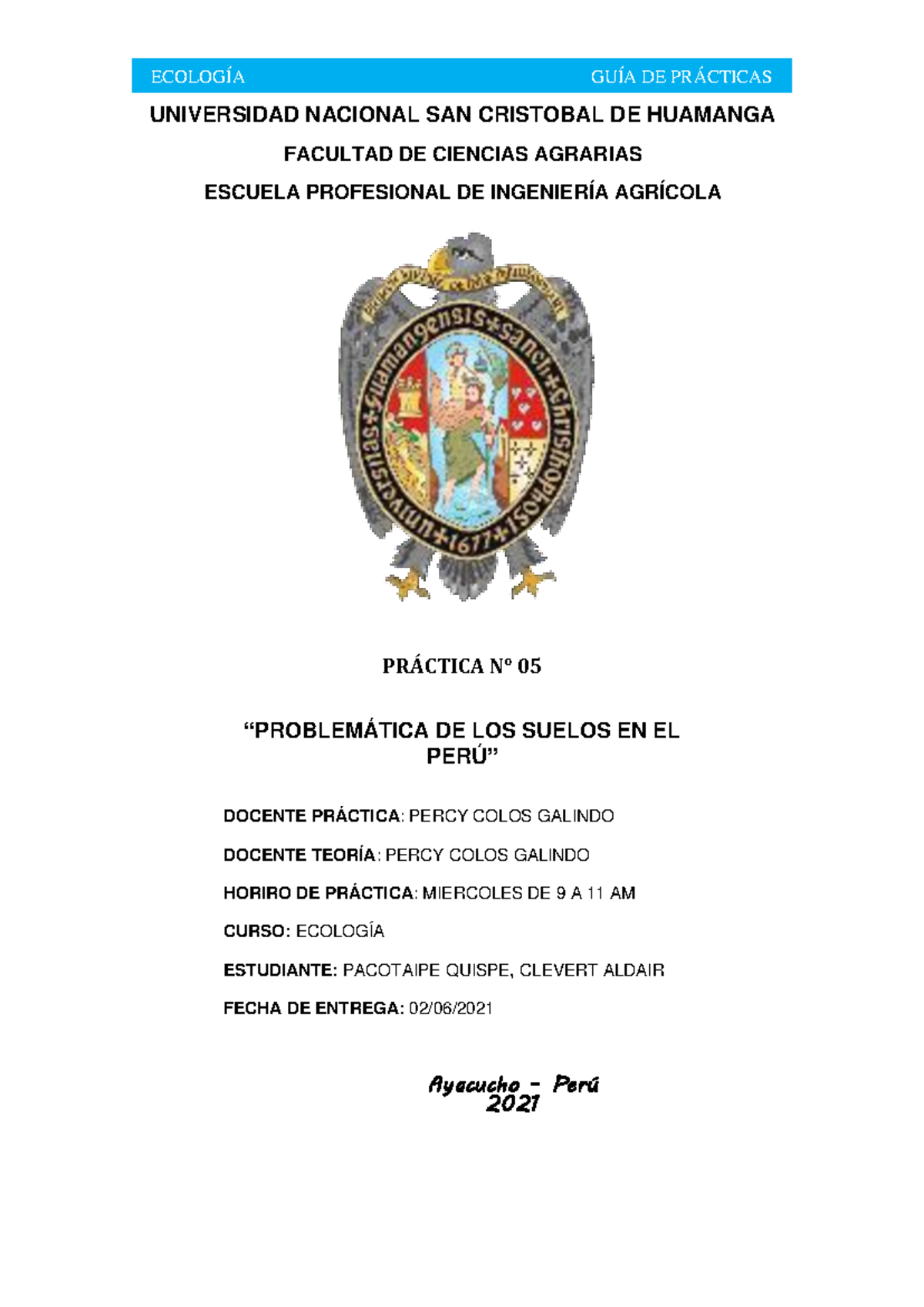 Práctica N° 05. Problemática de los suelos en el Perú - UNIVERSIDAD ...