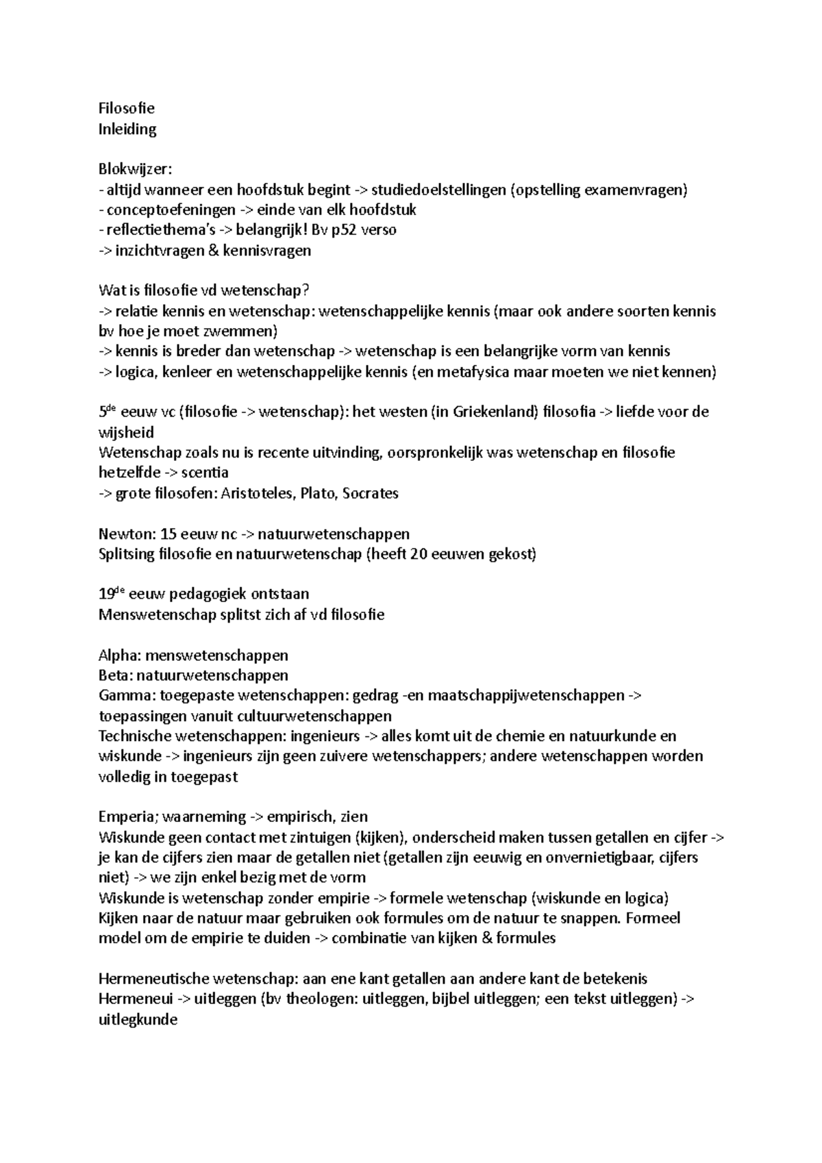 Filosofie - Filosofie Inleiding Blokwijzer: altijd wanneer een hoofdstuk begint -> - Studocu