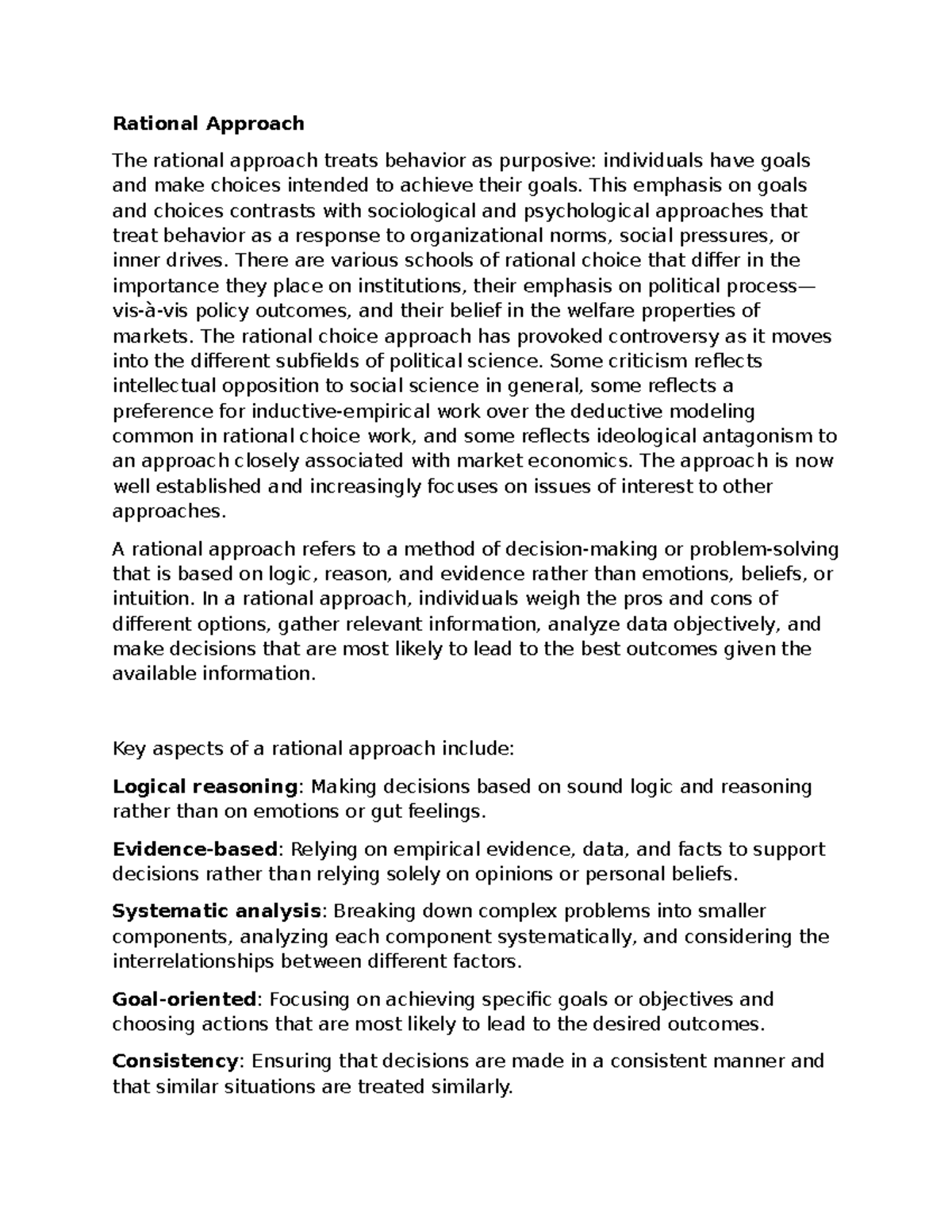 CFLM 2 basic knowledge - Rational Approach The rational approach treats ...