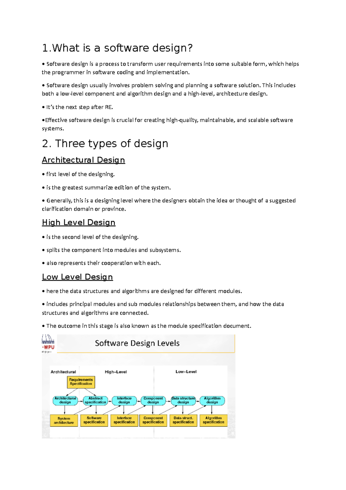 SEPM Unit 2 - sepm unit 2 - 1 is a software design? Software design is ...