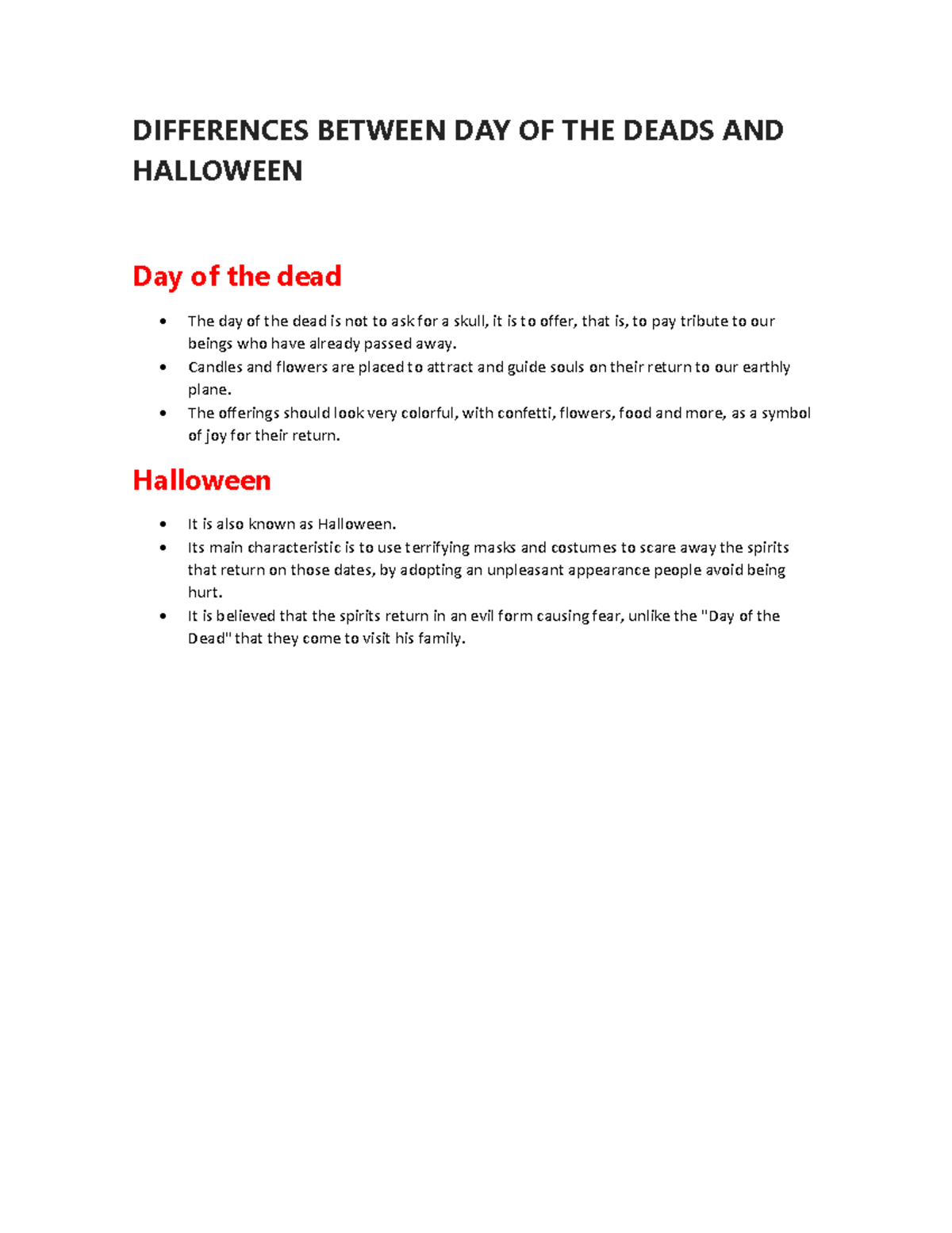 Differences Between DAY OF THE Deads AND Halloween - DIFFERENCES ...