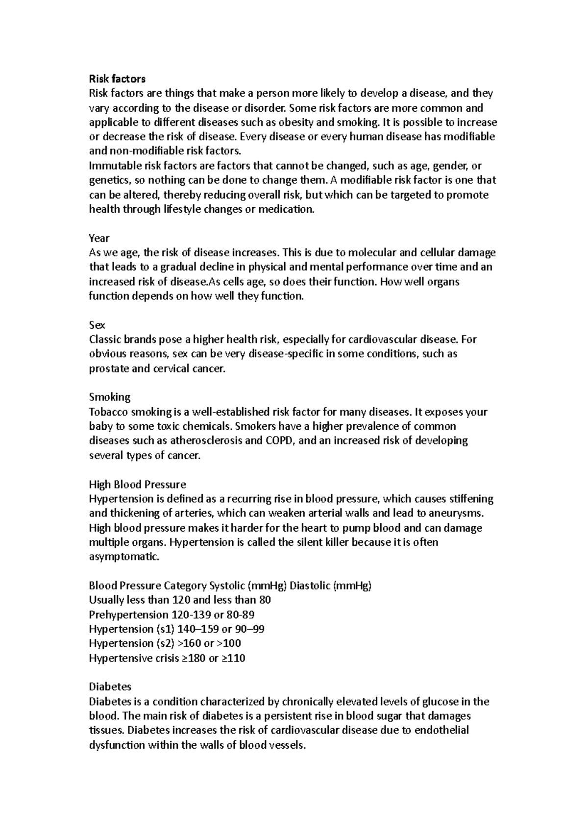 Risk factors in Bio Psycho Social - Risk factors Risk factors are ...