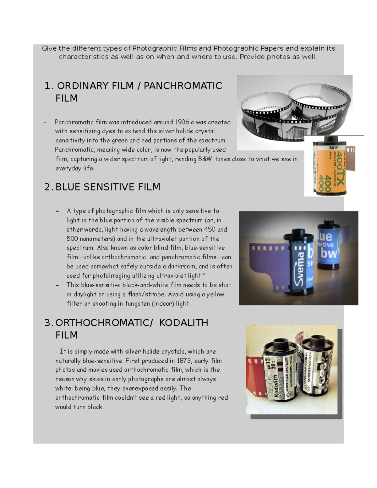 Photography - FORENSIC SCIENCE - Give the different types of ...