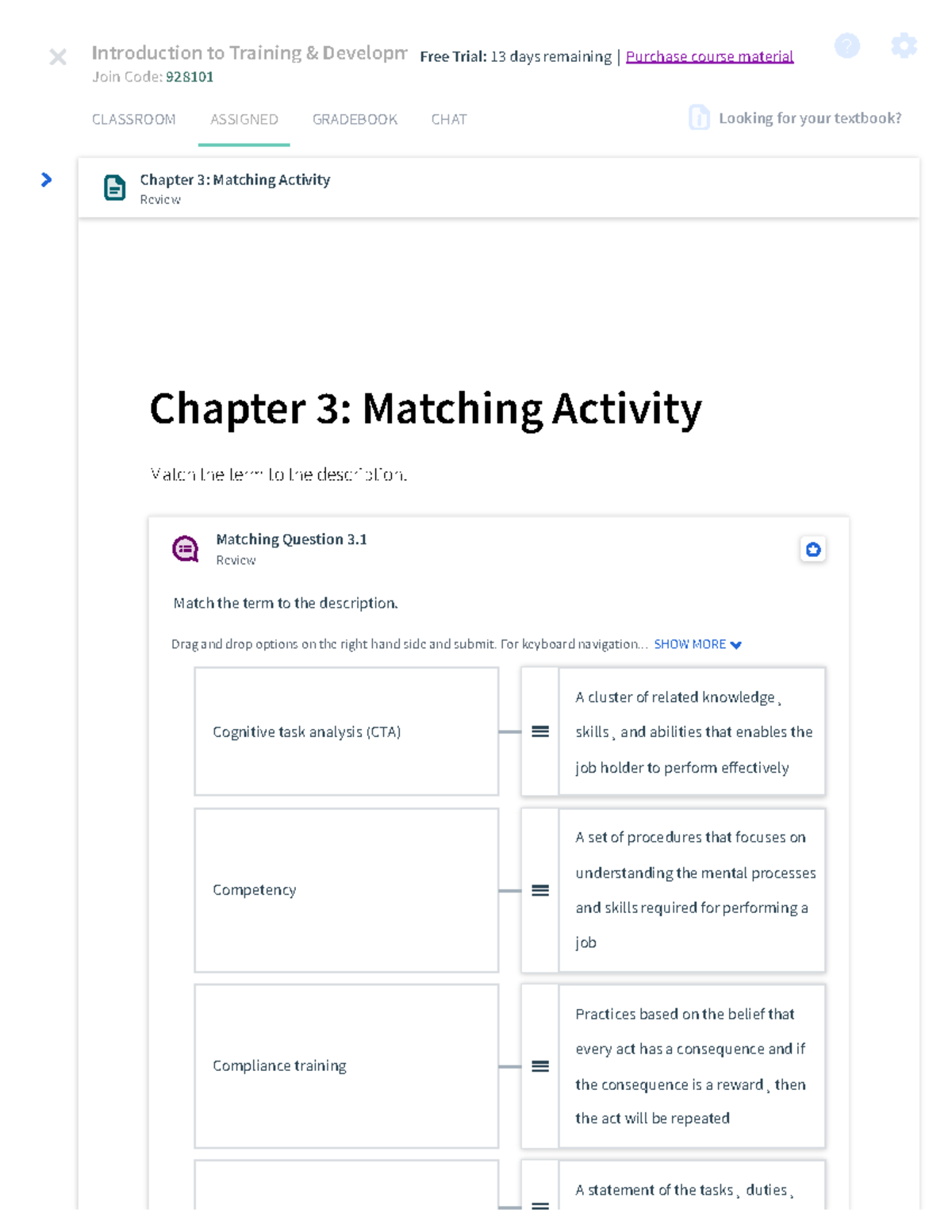 Chapter 4 Practice Questions - Chapter 3: Matching Activity Match the ...