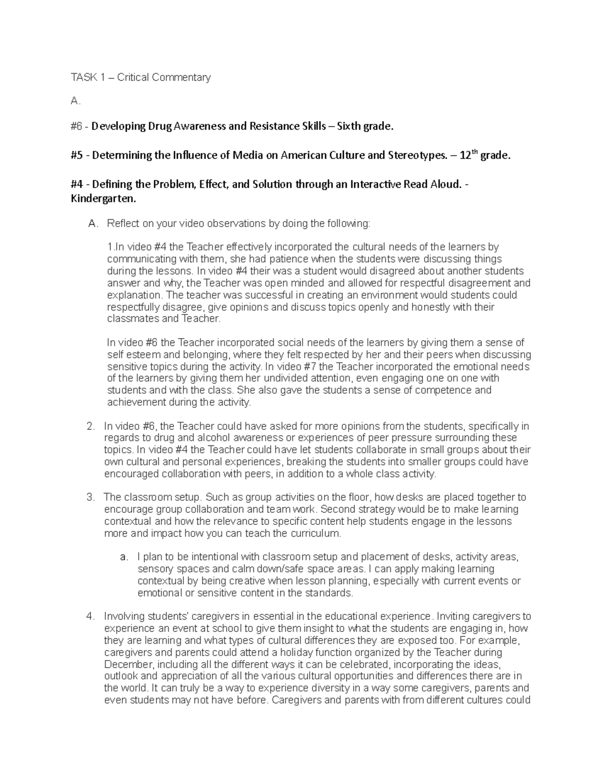 TASK 1 Critical Commentary TC Updated - TASK 1 – Critical Commentary A ...