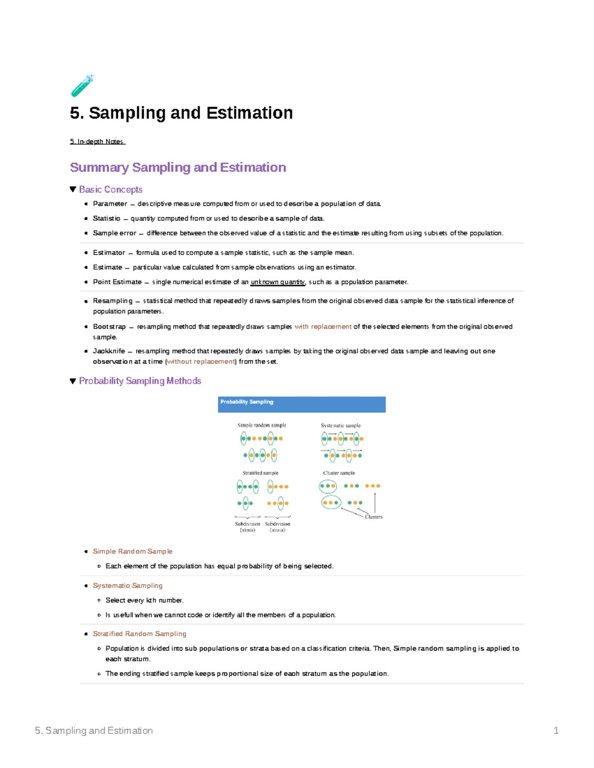 5 - Sampling_and_estimation.pdf - 5. Sampling and Estimation 1 5 ...