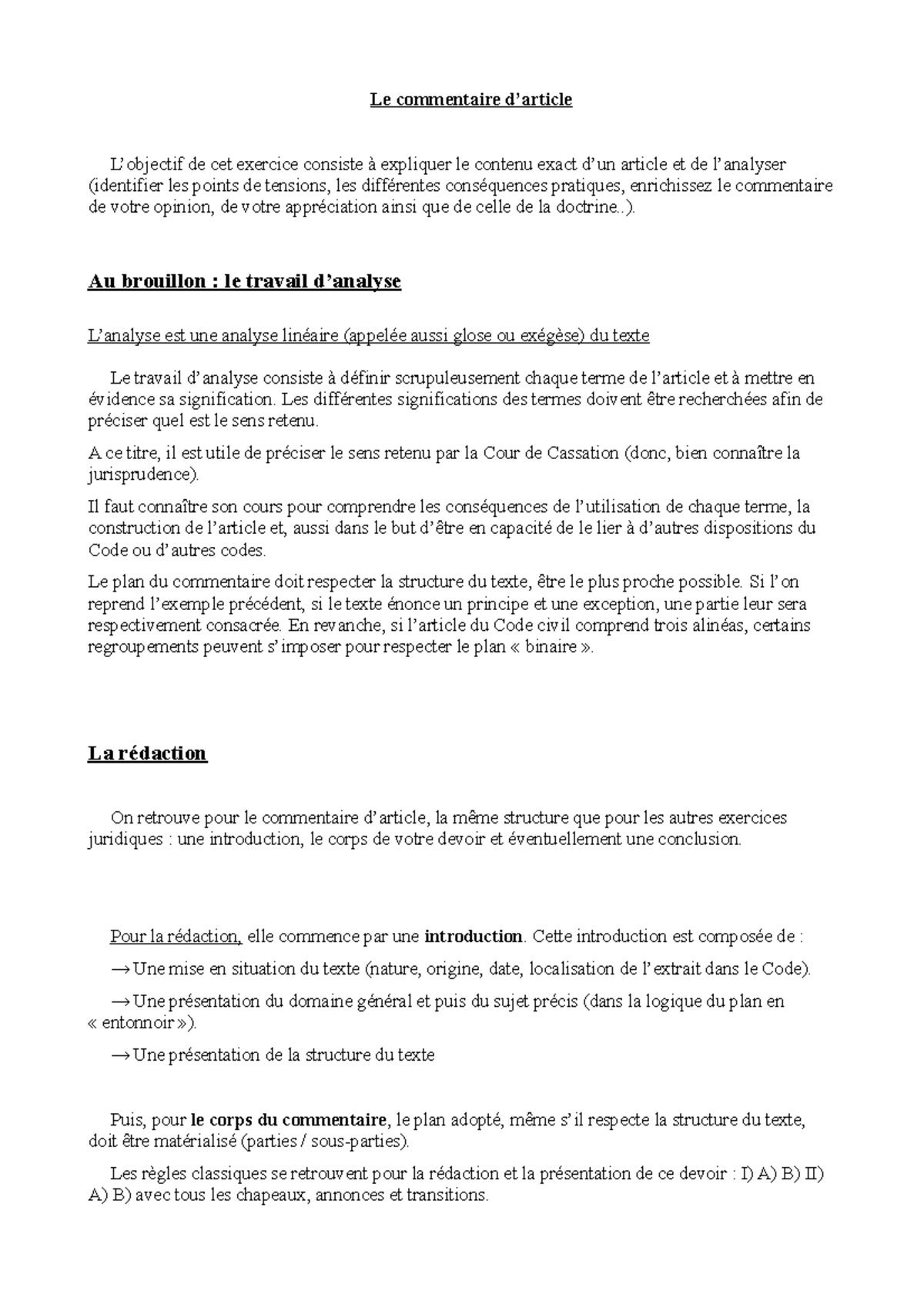 Méthodologie du commentaire d'article resumé des etapes a suivre au ...