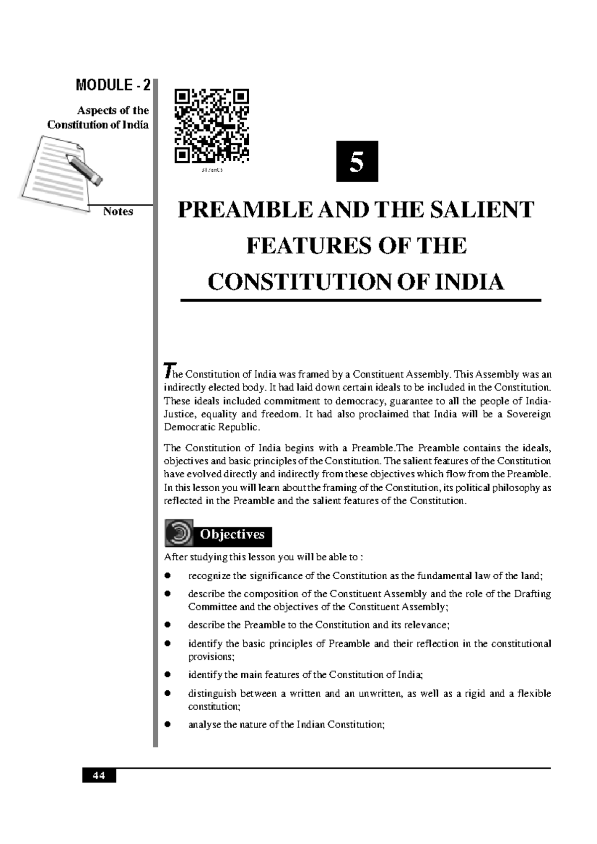 317EL5 - PREAMBLE AND THE SALIENT FEATURES OF THE CONSTITUTION OF INDIA ...
