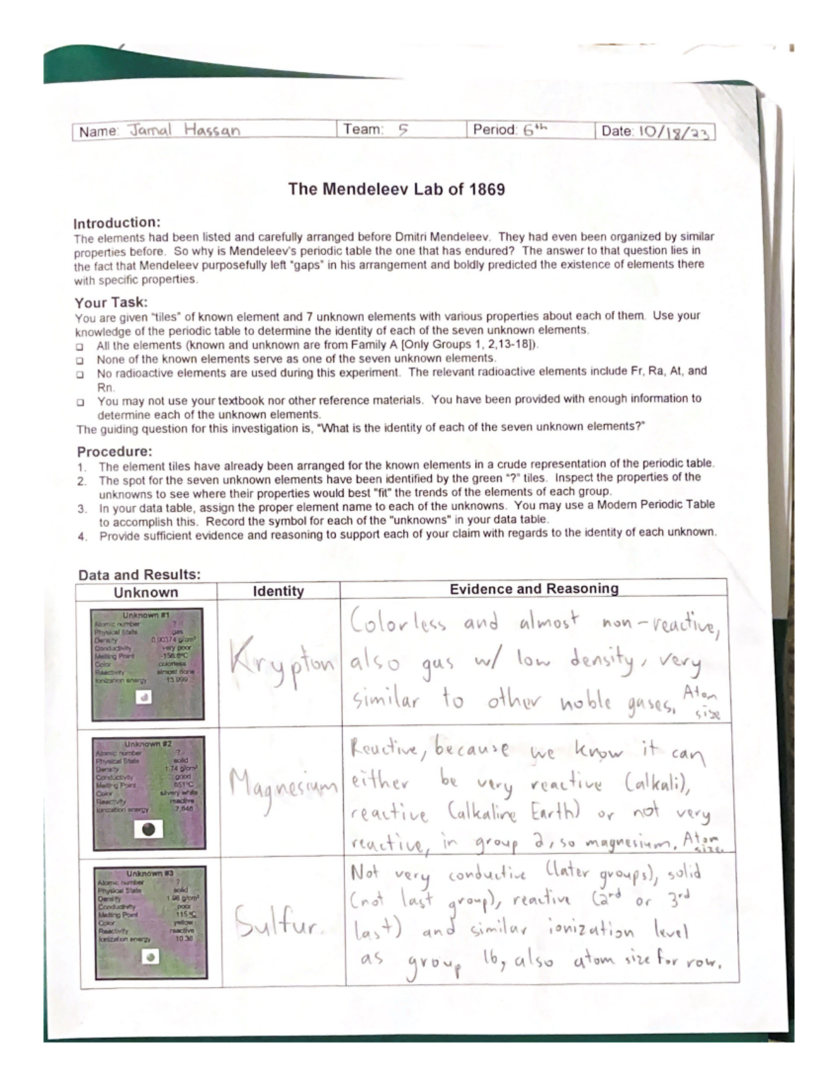 Mendeleev Lab - Studocu