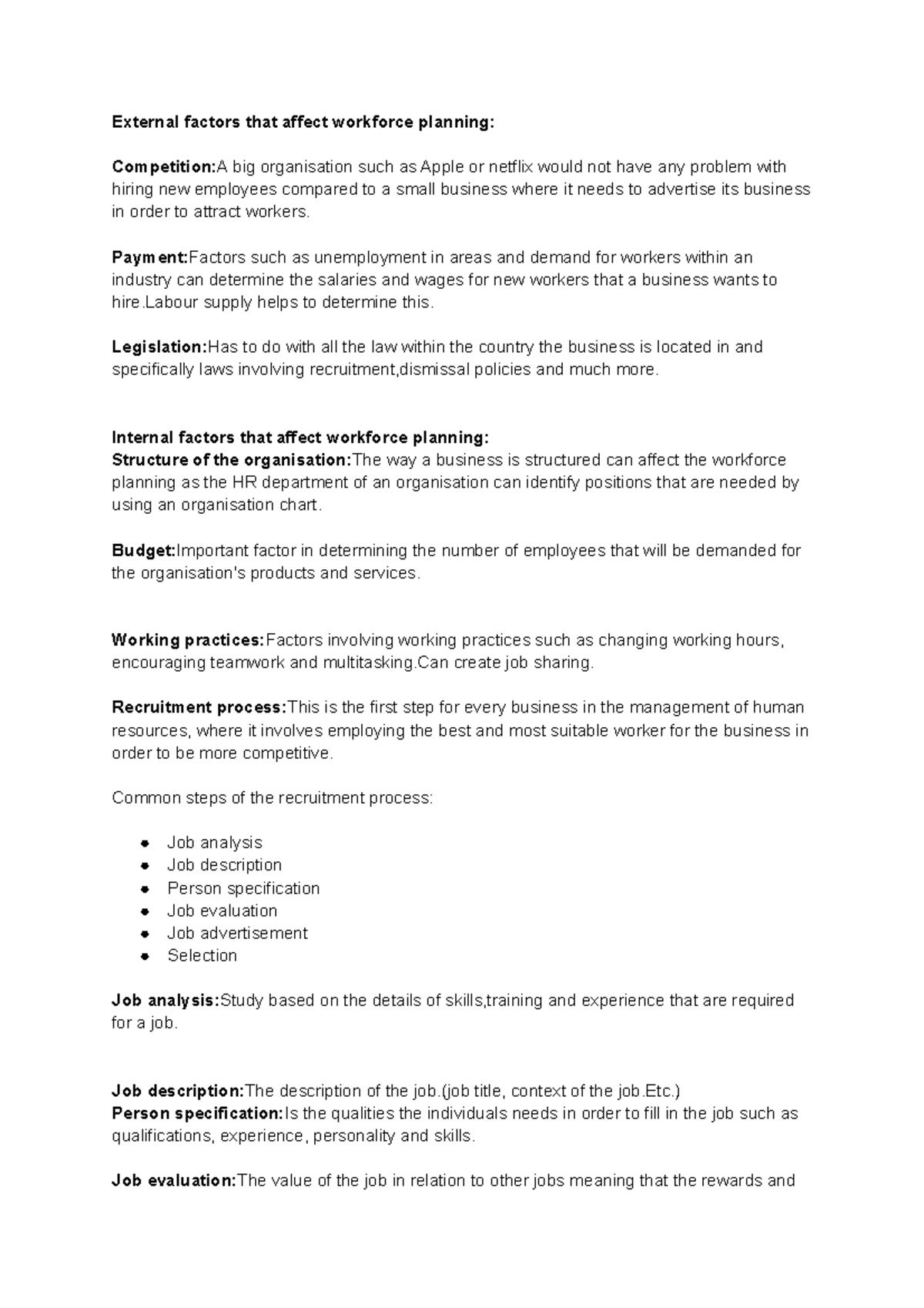 Workforce planning - notes - External factors that affect workforce ...