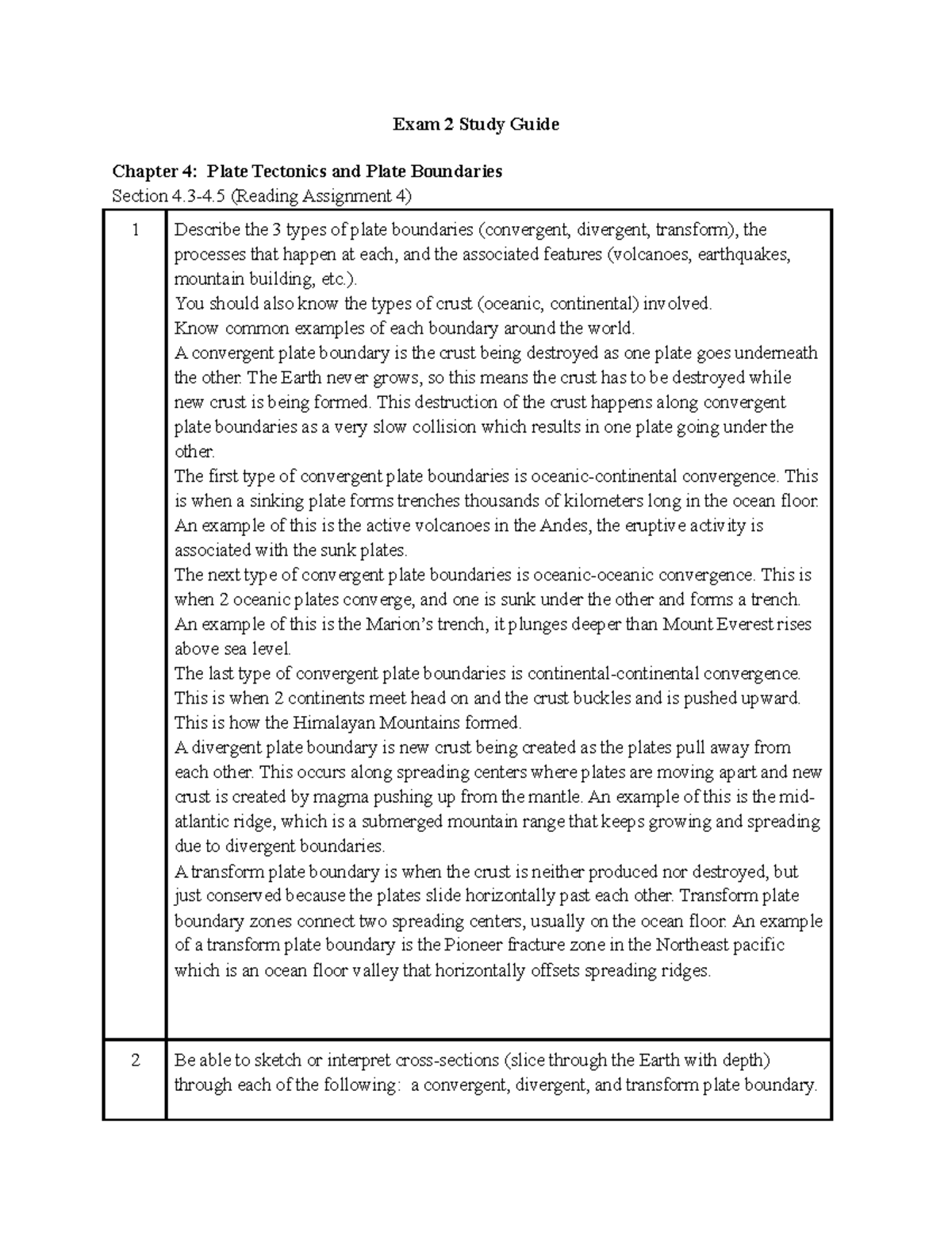 Plate Tectonics and Plate Boundaries Study Guide - Studocu