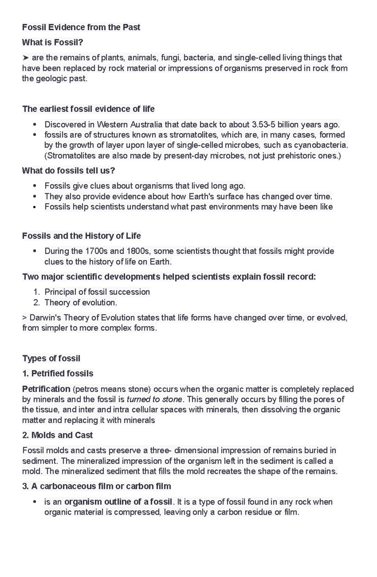 Fossil Evidence from the Past Reviewer - Fossil Evidence from the Past ...