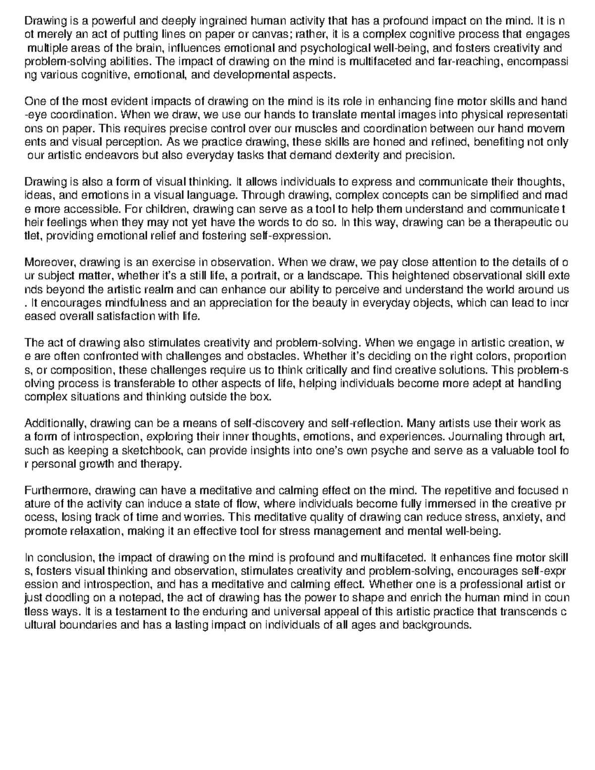 creativewriting - Drawing is a powerful and deeply ingrained human ...