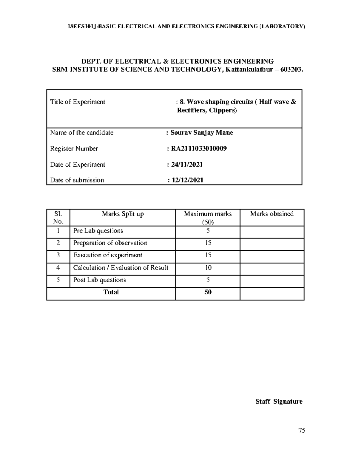 Exp 8 - Experiment no. 8 - DEPT. OF ELECTRICAL & ELECTRONICS ...