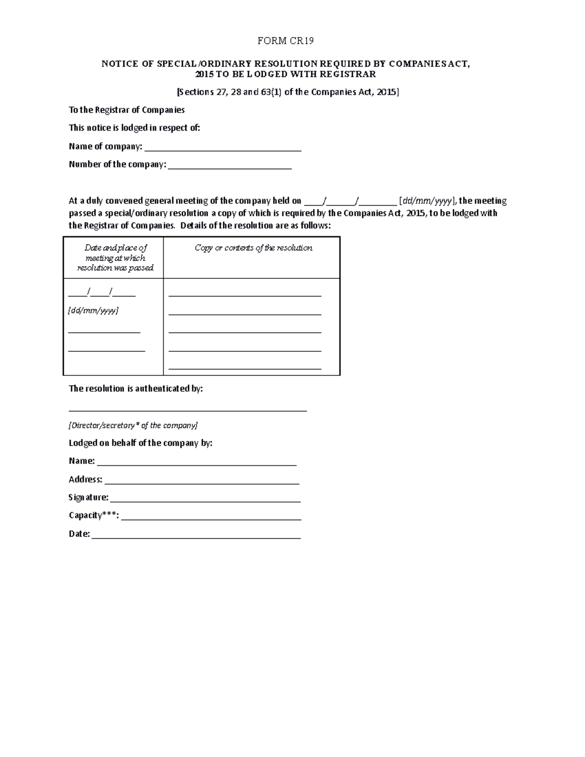 CR19 - Practice material for CLS 235 - FORM CR NOTICE OF SPECIAL ...